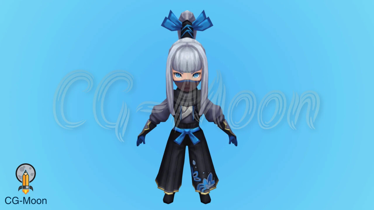 ArtStation - Chibi Ninja Warrior Girl 3D Model