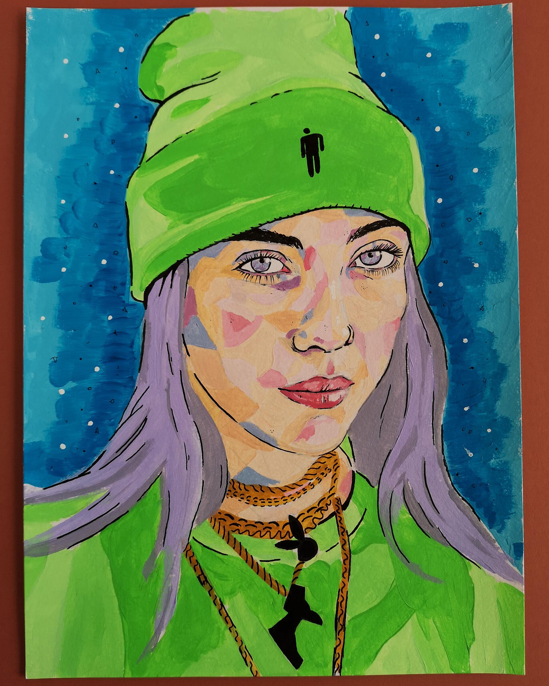 ArtStation - Billie Eilish Portrait - Acrylic paint