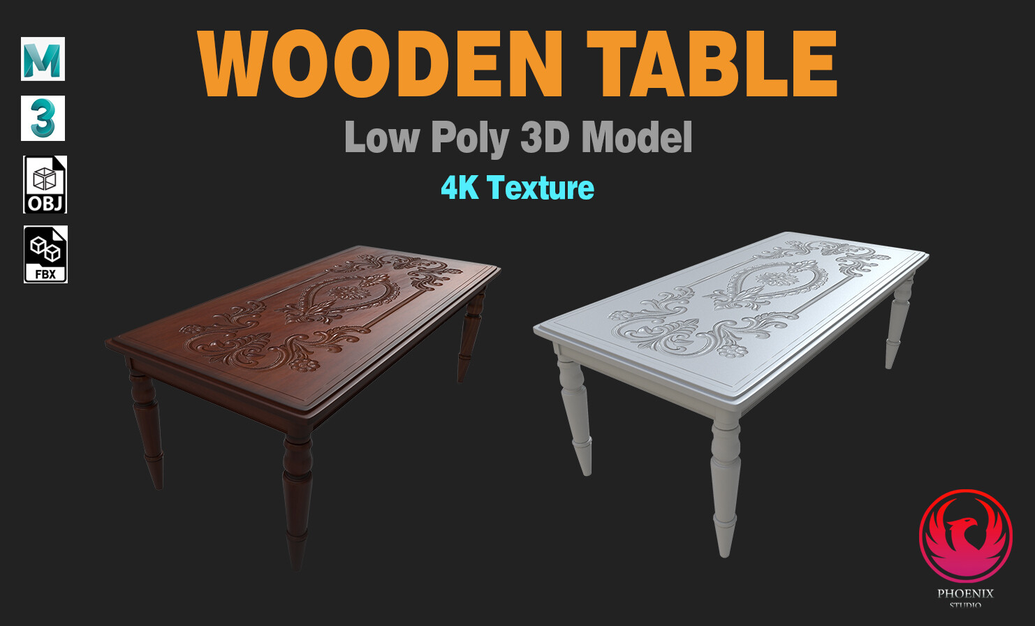 ArtStation - Wooden Table Low-poly 3D model