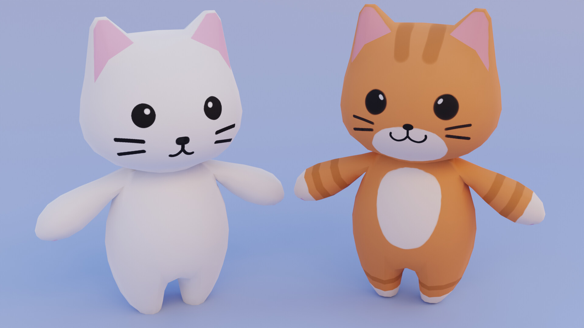 ArtStation - 3D Low Poly Texture Painted Cats