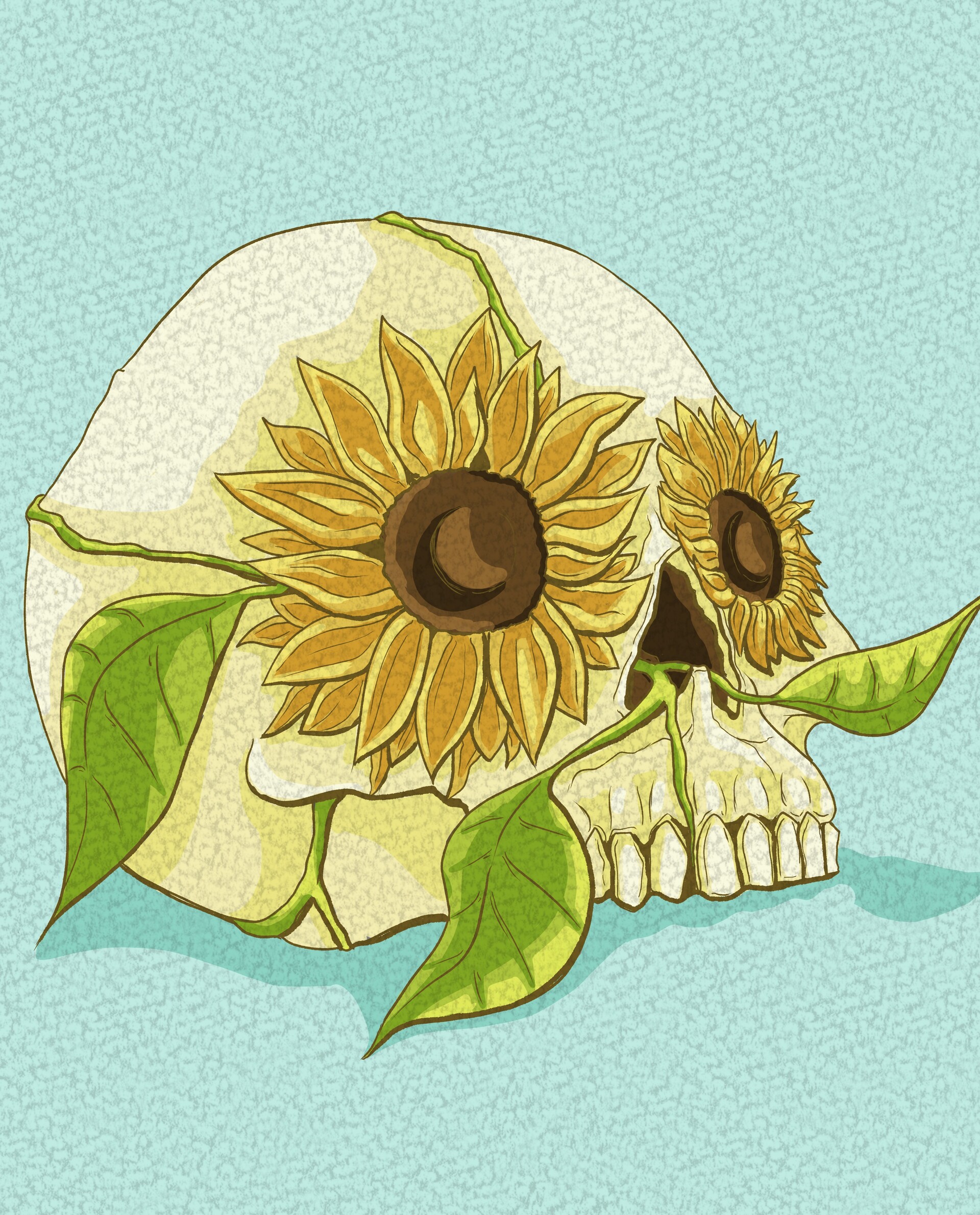 ArtStation - Sunflower Skull Print Design