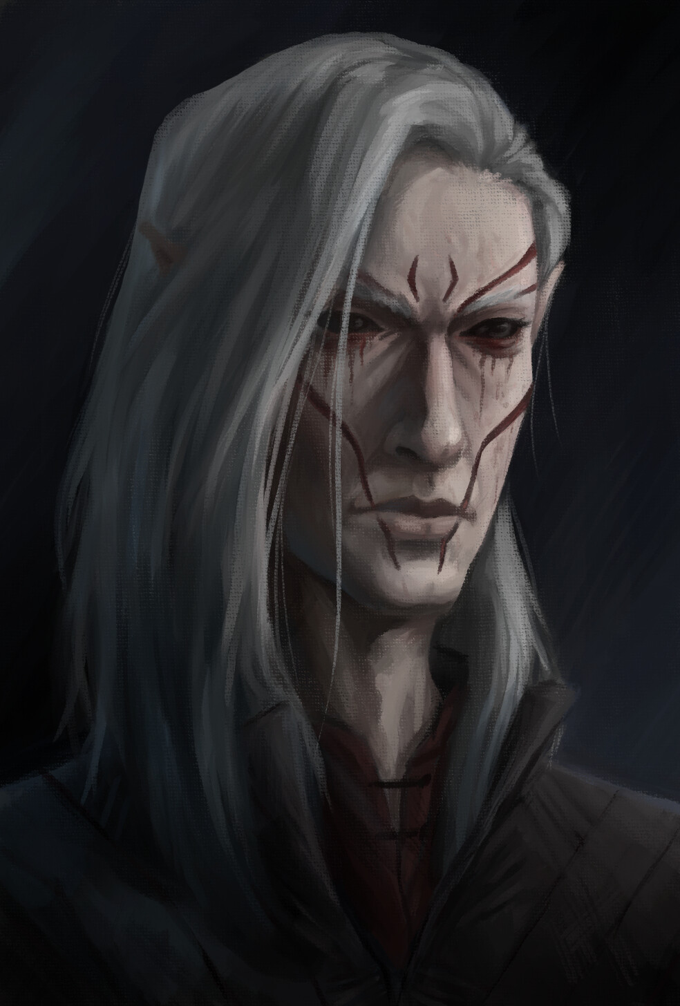 ArtStation - WIP - RPG portrait - Drow Warlock - BG3 inspired