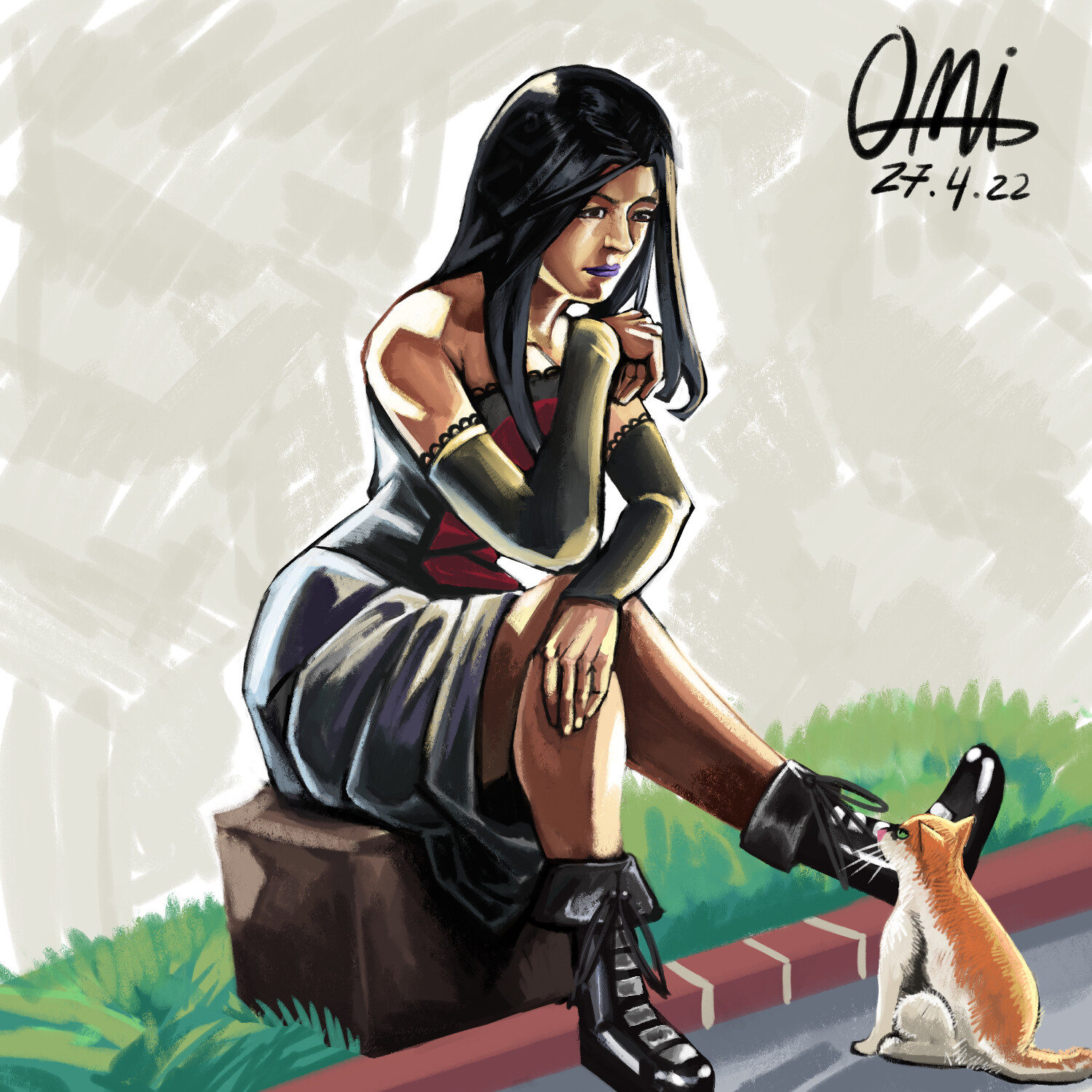 ArtStation - Goth Girl and cat