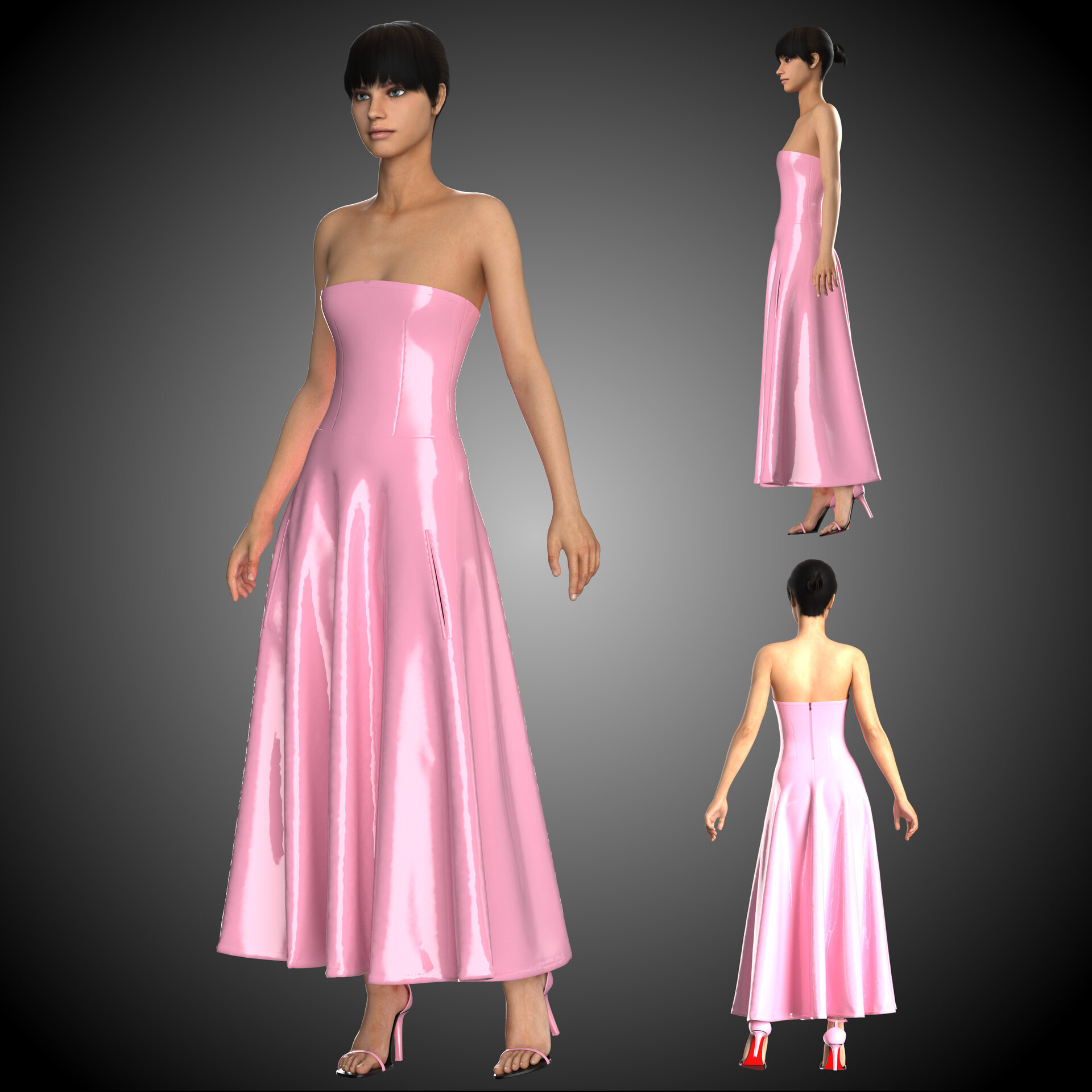 ArtStation - PVC Half circle dress made in CLO3D