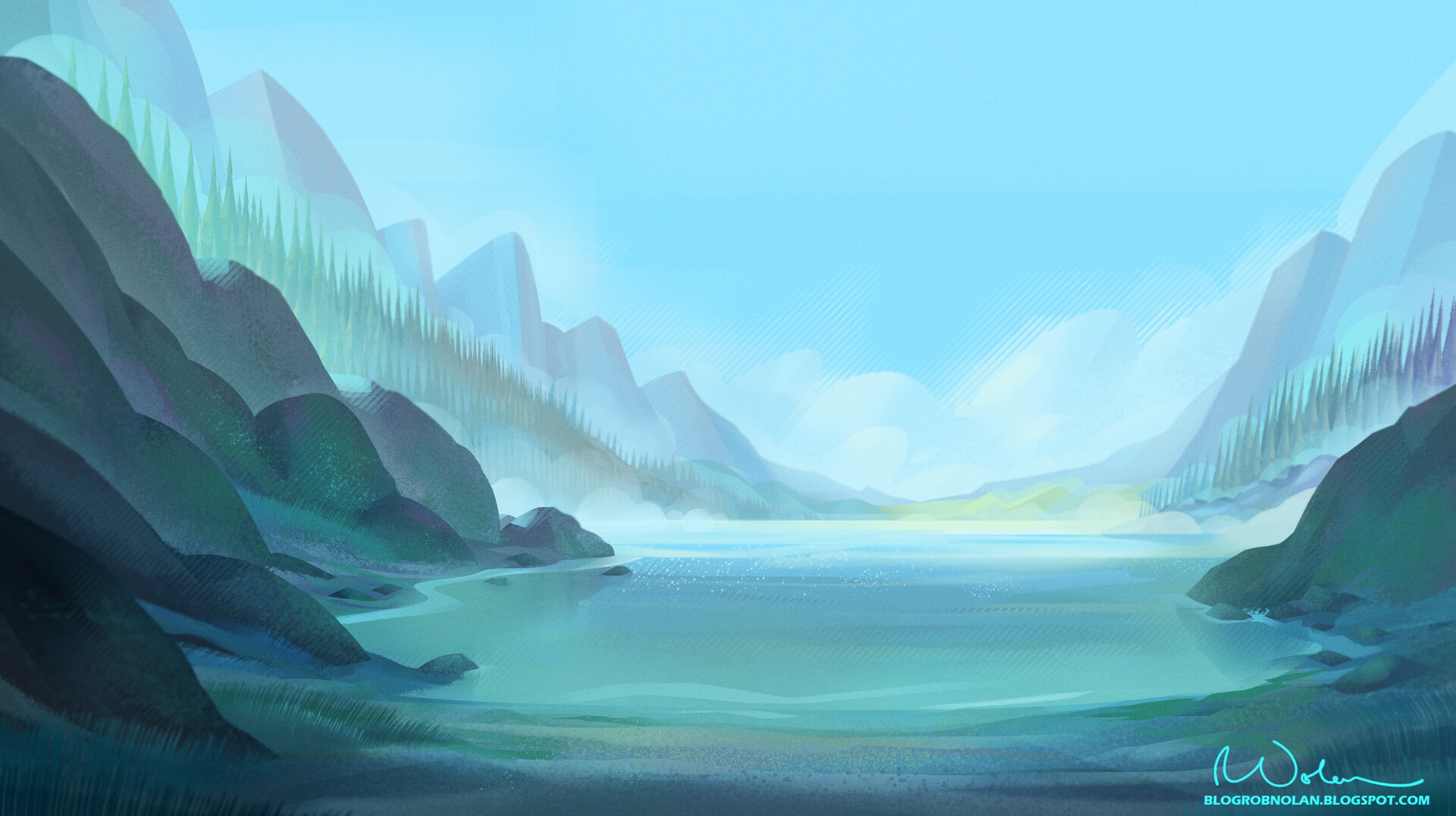 ArtStation - Lakeside landscape