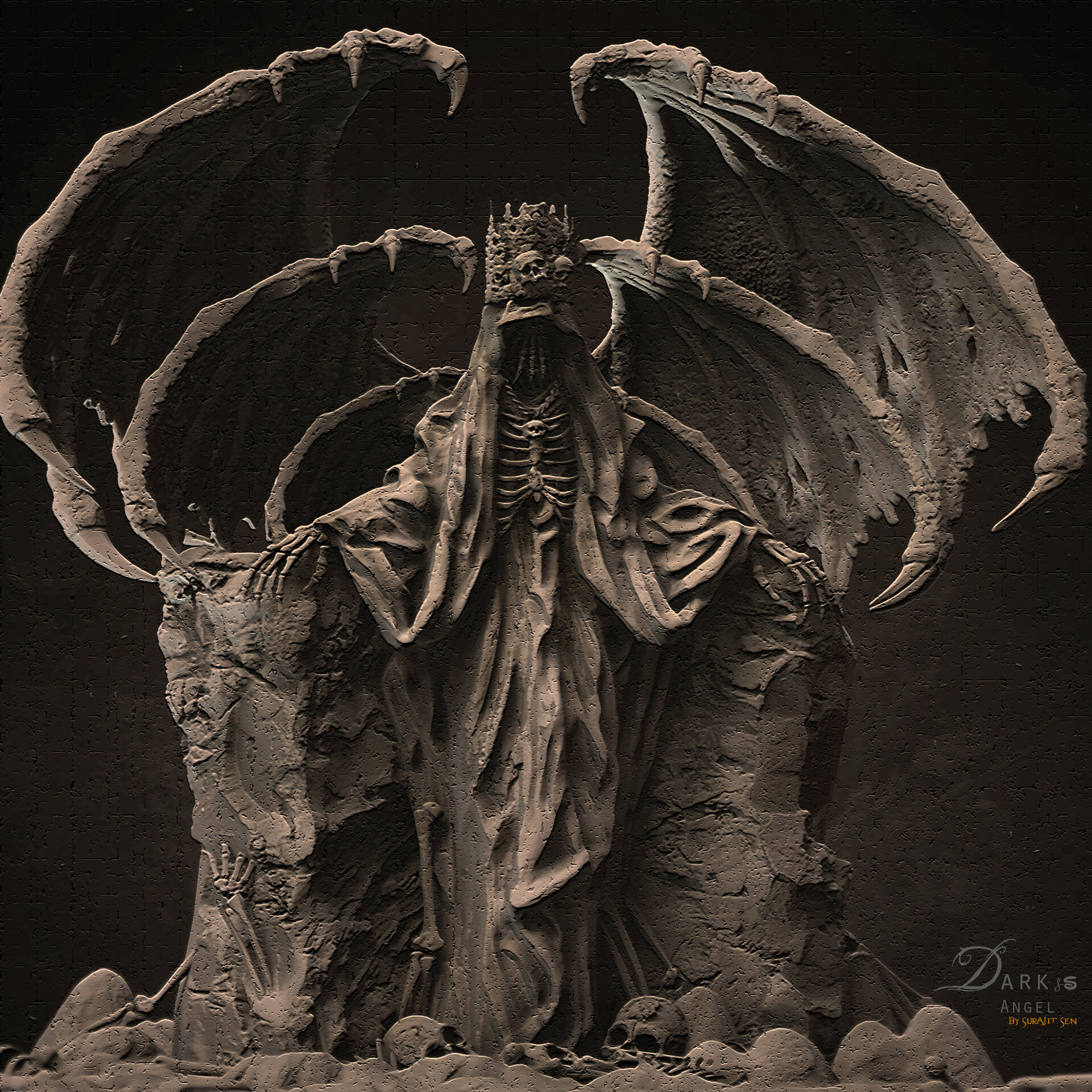 ArtStation - The Dark Angel - Digital Sculpture by Surajit Sen