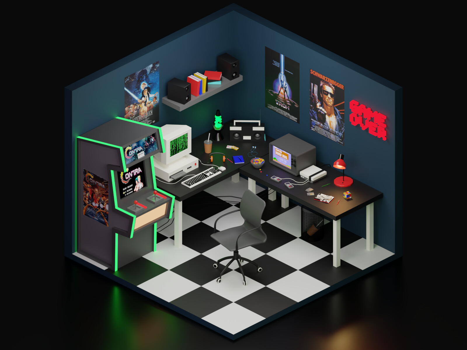 ArtStation - Retro Game Room