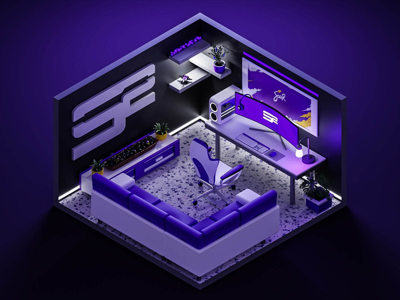 ArtStation - Isometric Gaming Rooms