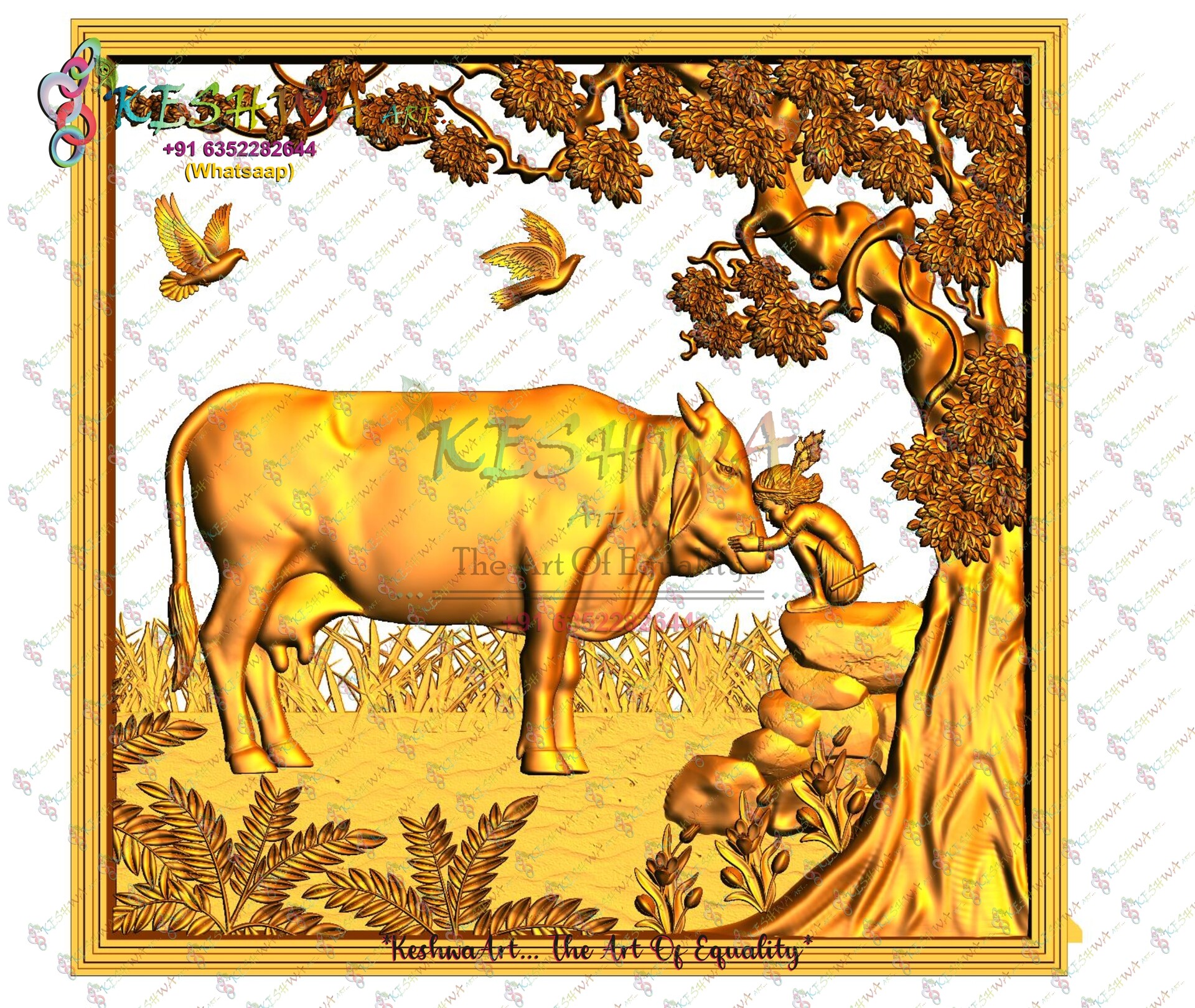 ArtStation - krishna with cow under tree making for cnc router machine ...