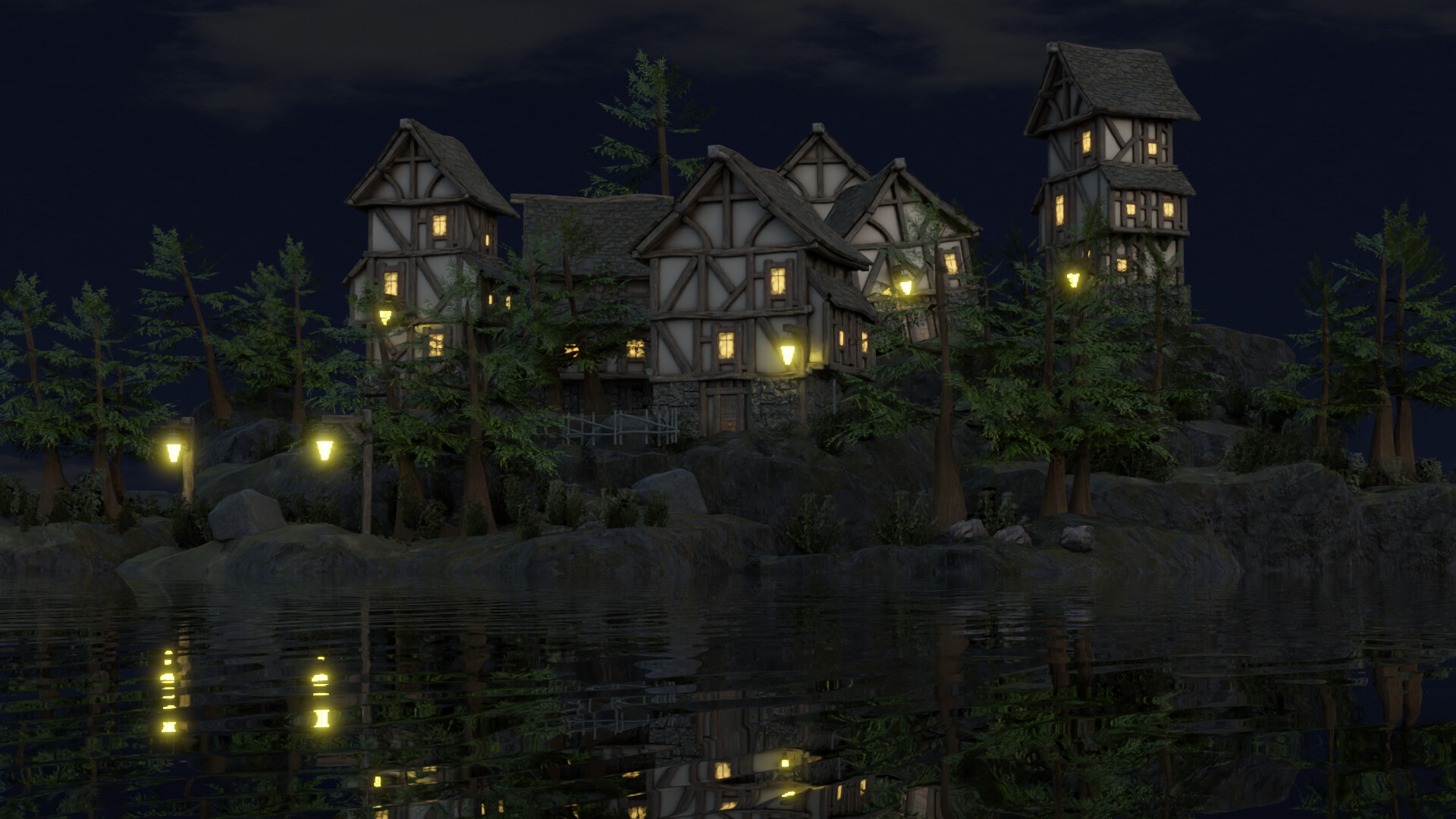 ArtStation - Village on stones