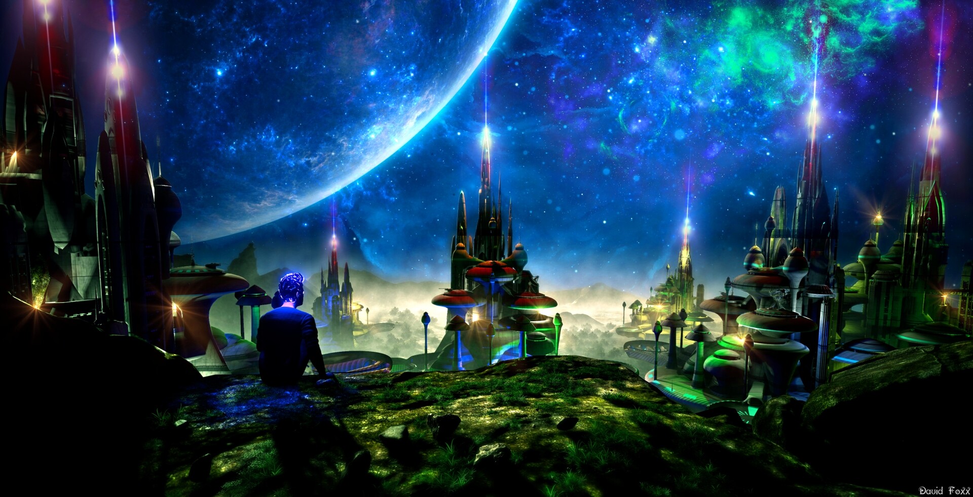 ArtStation - Night over Azuris city