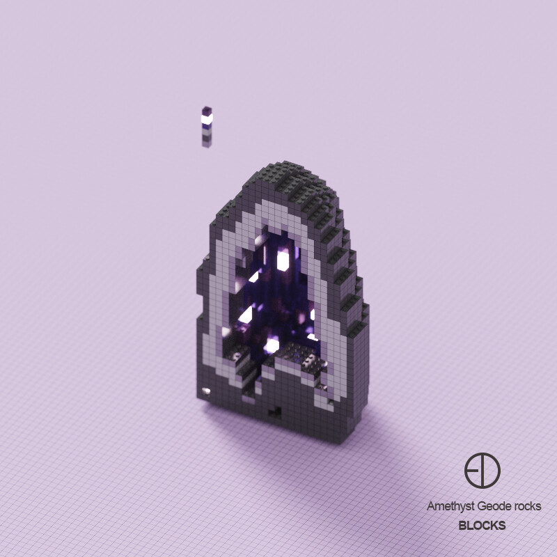 Kurokawa Takashi - Amethyst Geode rocks/ /アメジスト岩 積木特效voxel blocks