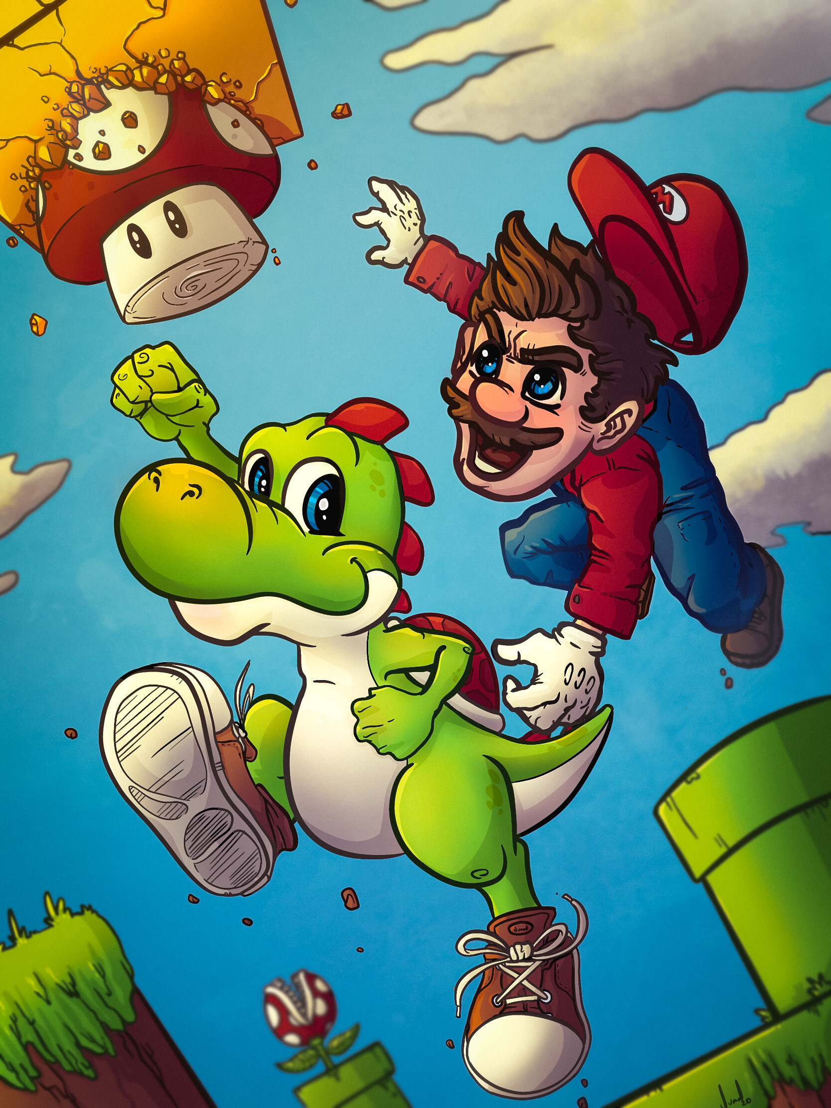 ArtStation - 🐢 🍄 Yoshi and Mario🍄 🐢