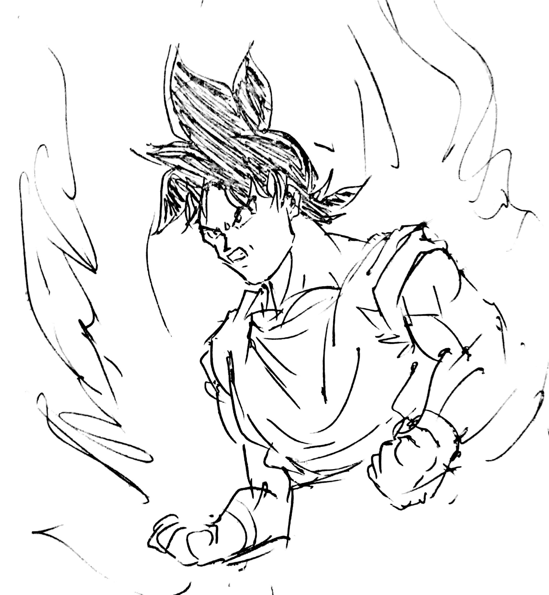 how to draw goku powering up