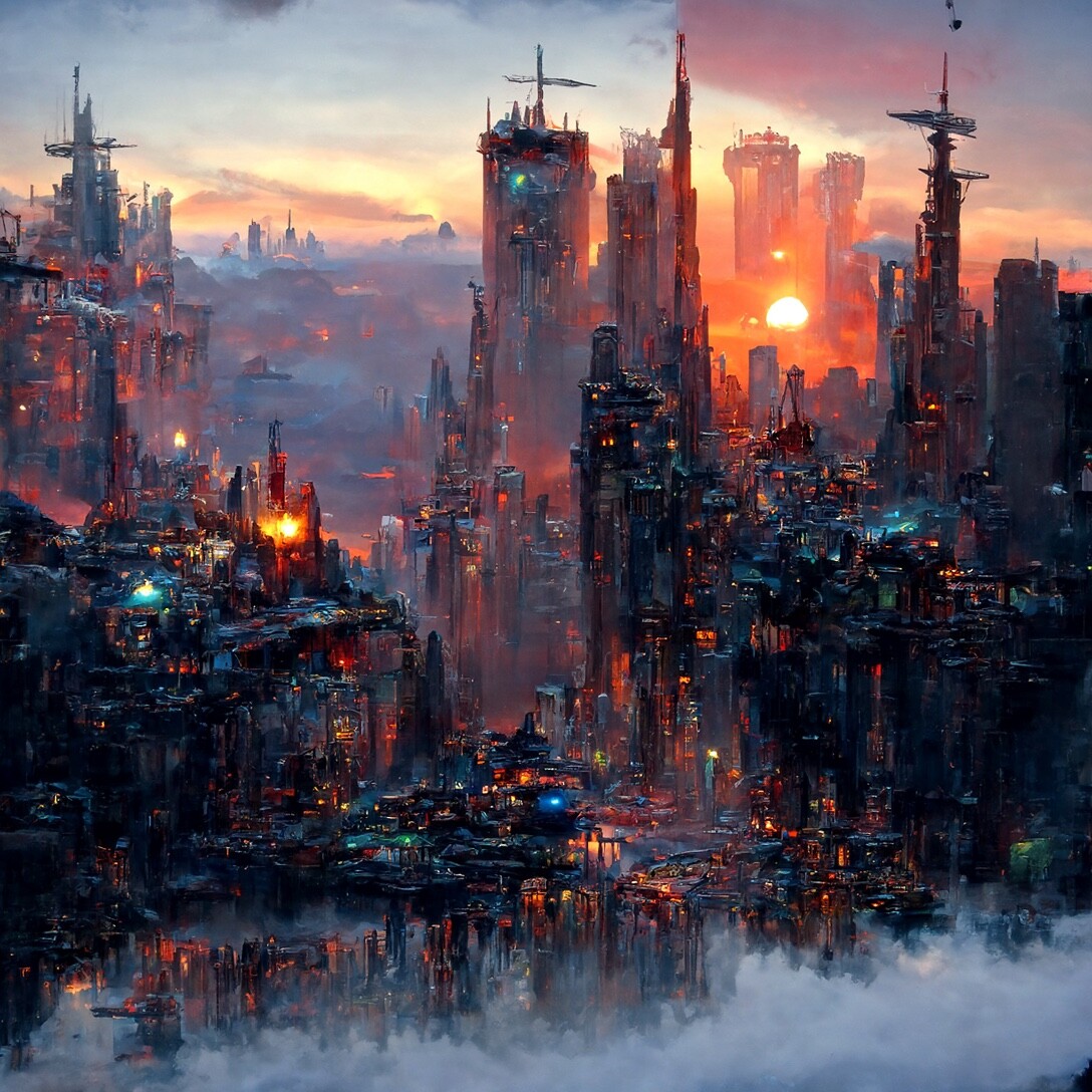 ArtStation - Cyber City at Sunset 🌆