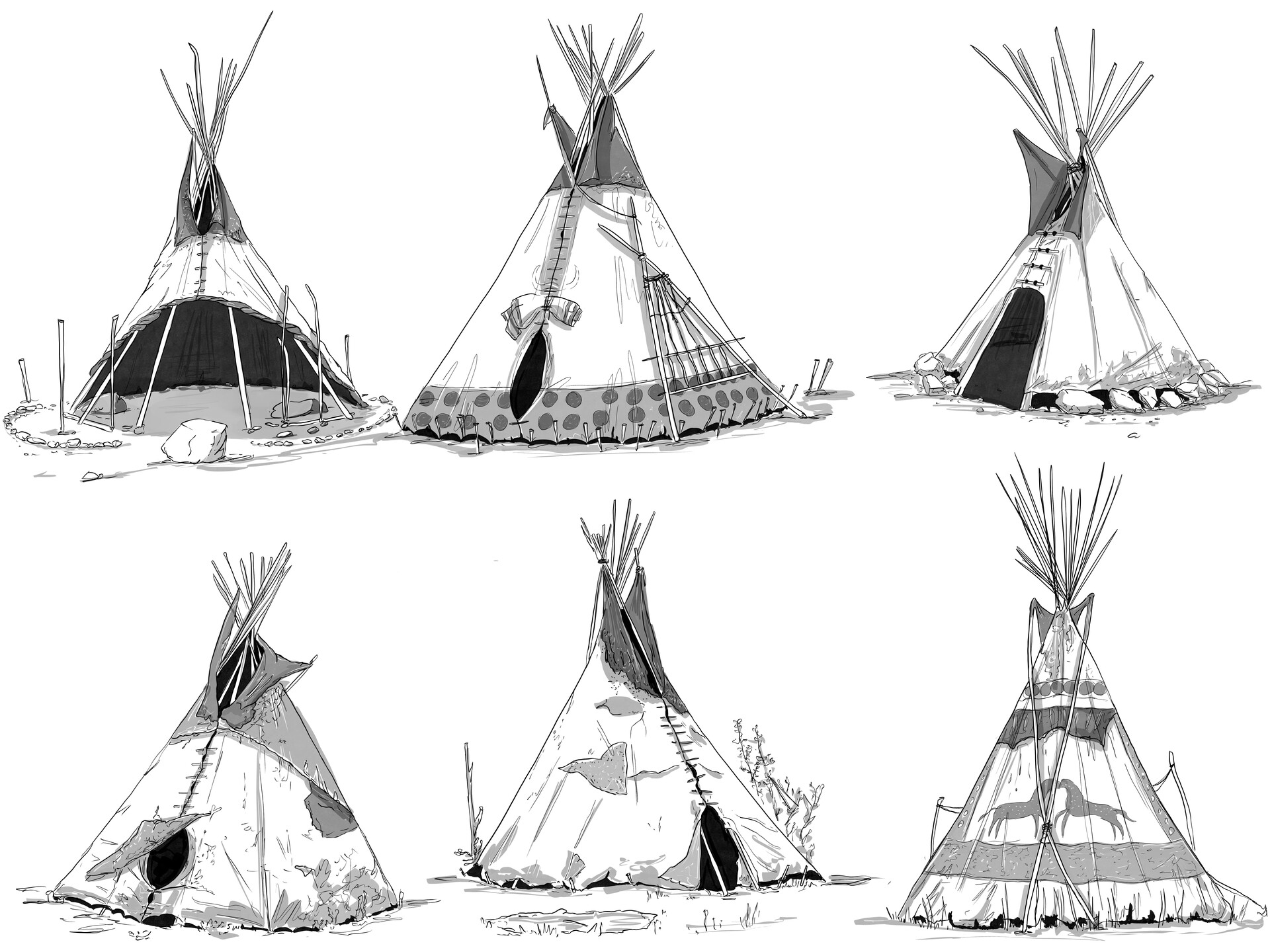 ArtStation - Native American Natural Architecture (teepees)