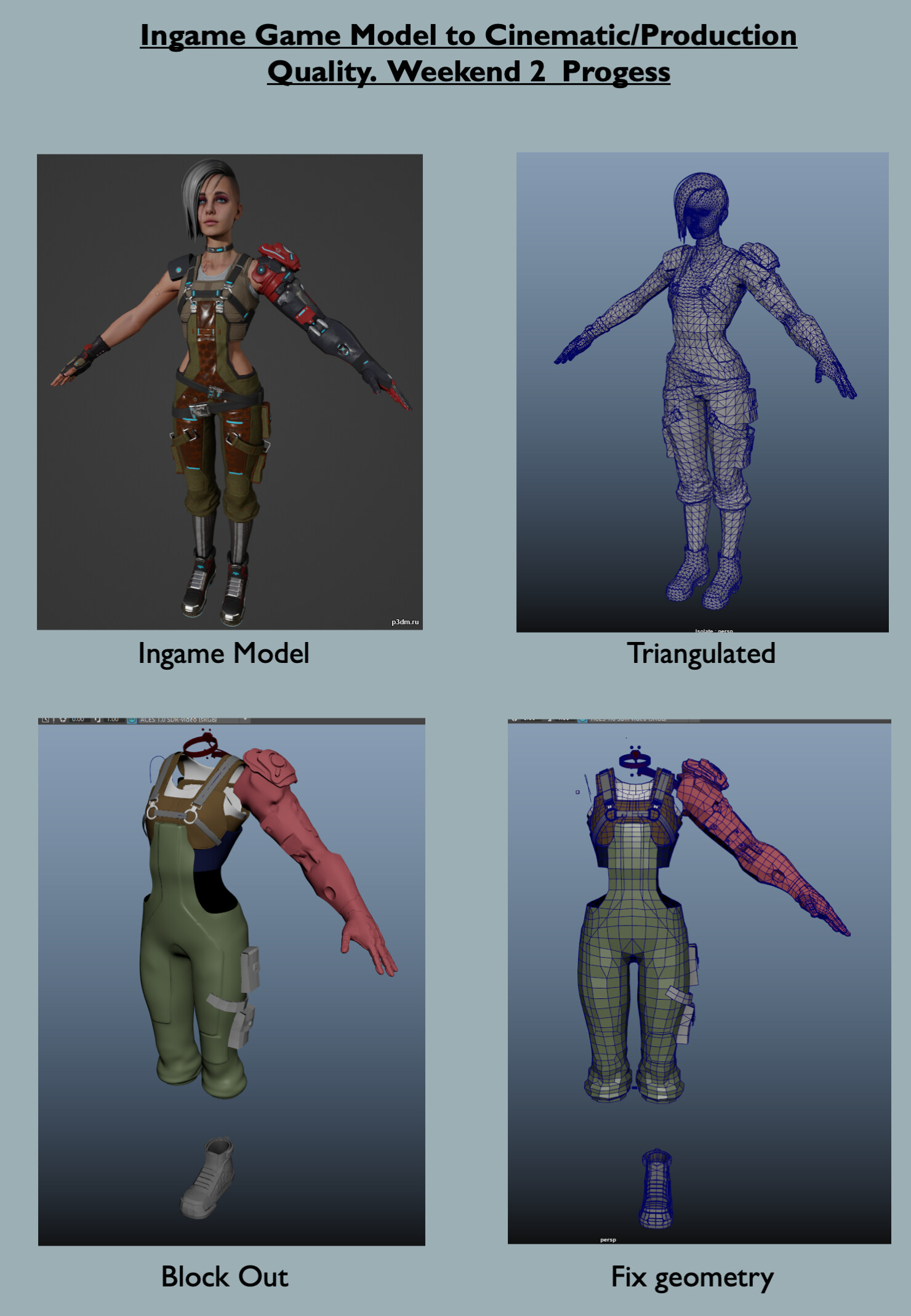 ArtStation - Ingame Character Model to Cinematic/Production Draft 1