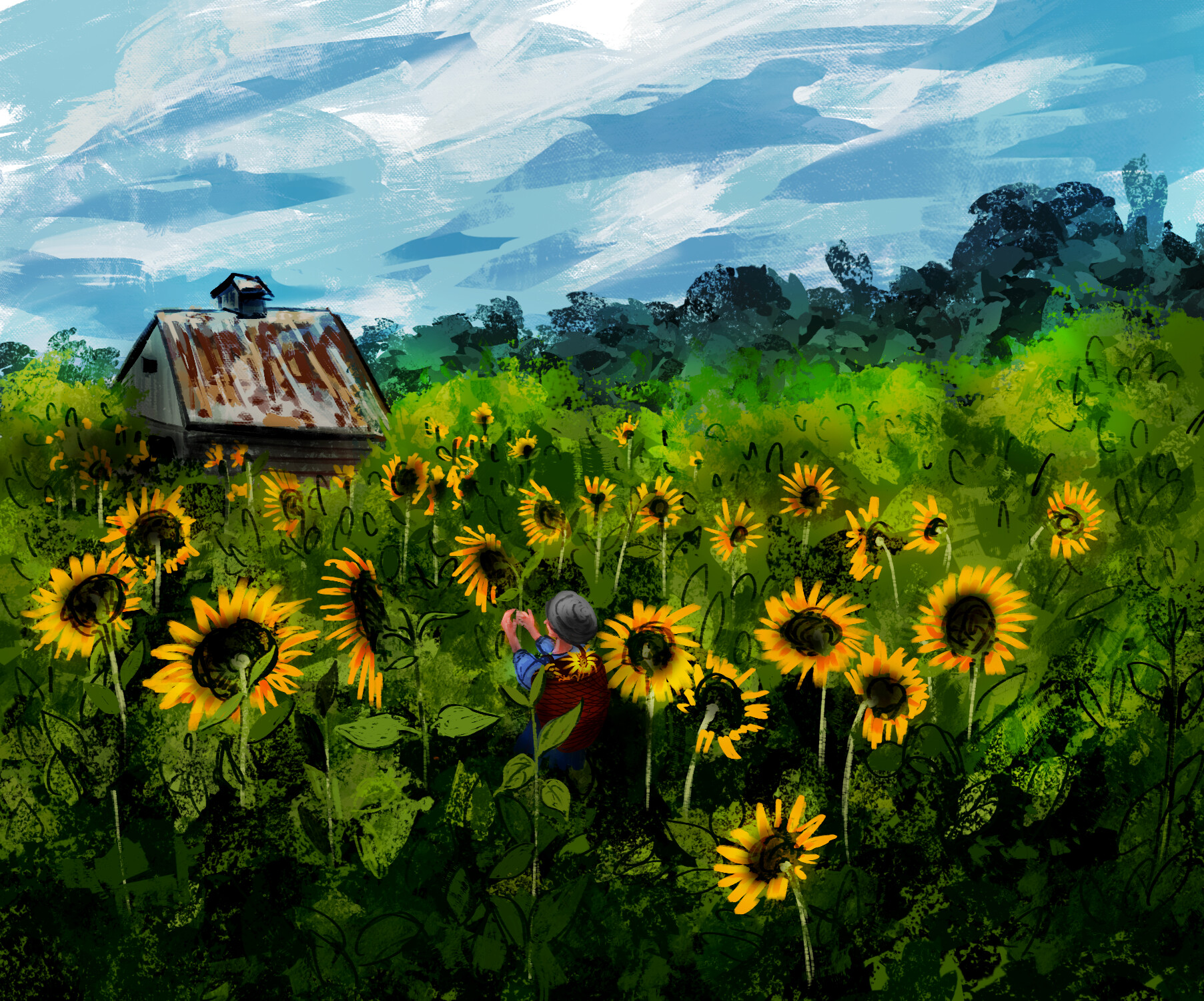 ArtStation - sunflower field