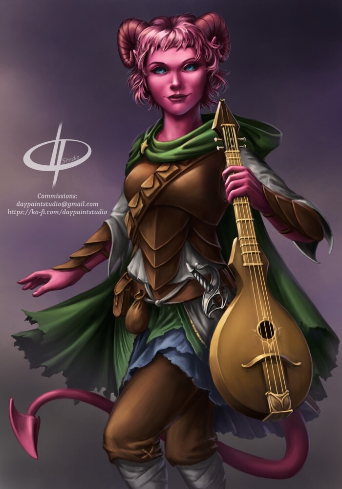 ArtStation - Tiefling with mandolin