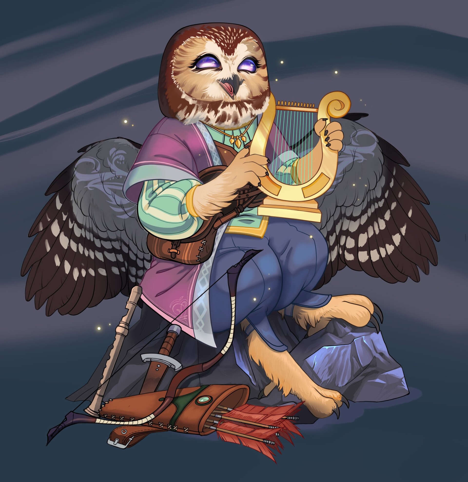ArtStation - Owlfolk Bard character design