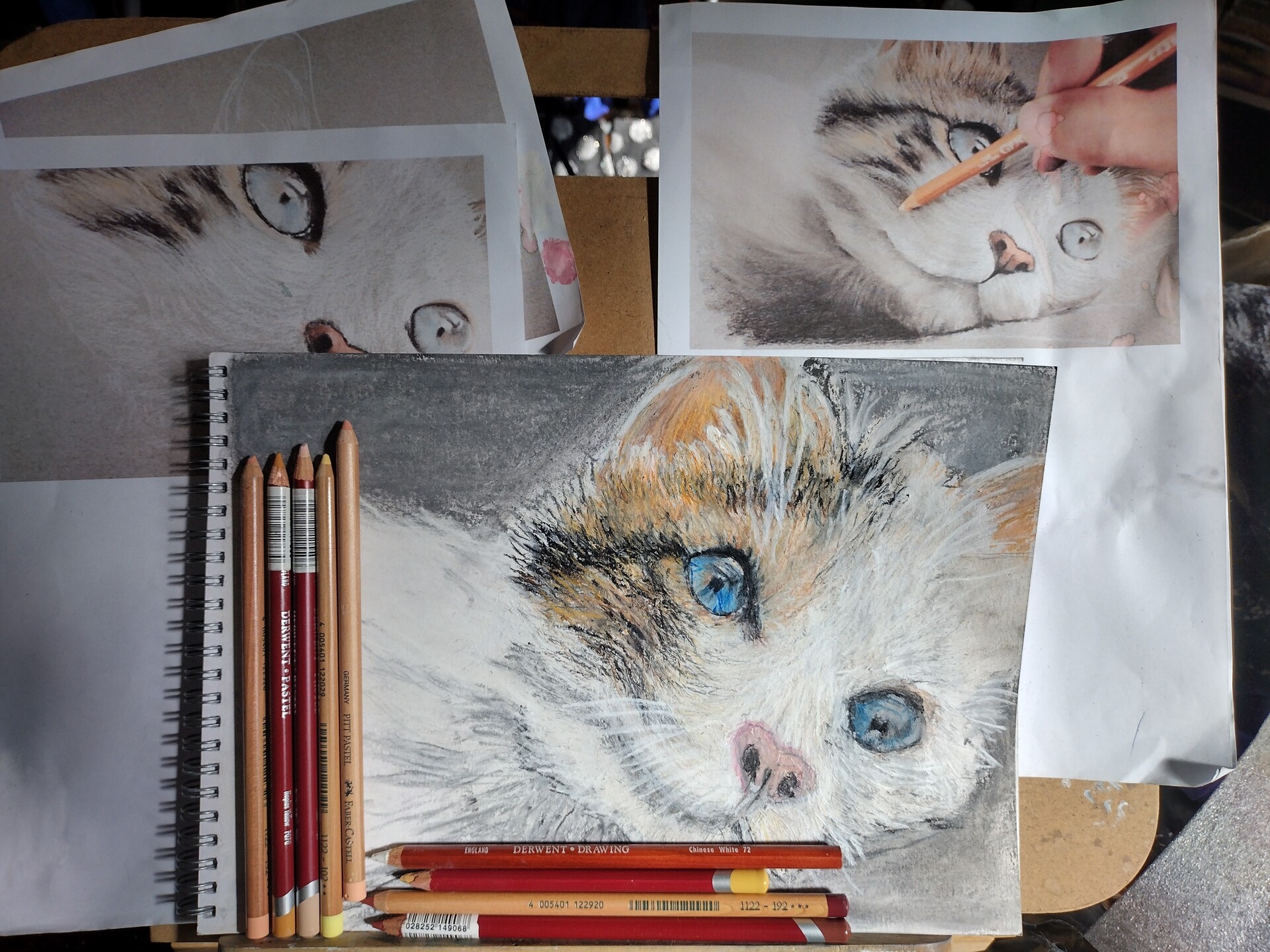 how to draw a cat with pastels