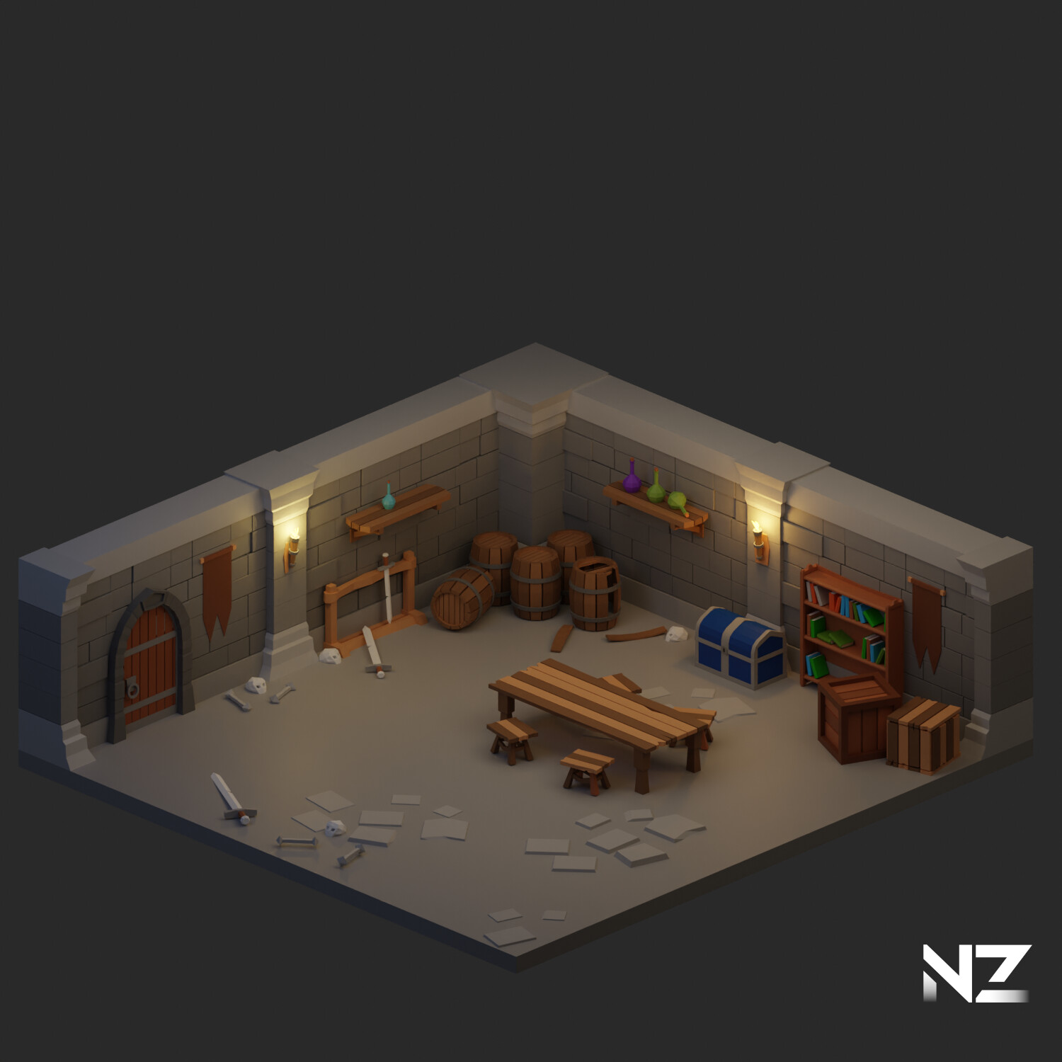 ArtStation - Low Poly Medieval Scene