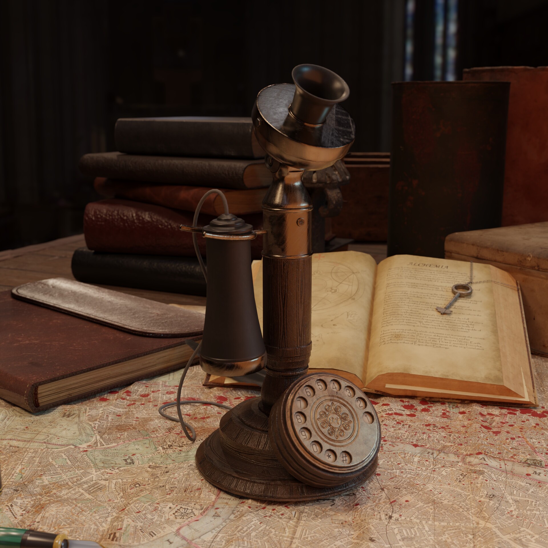 ArtStation - Old Candlestick Phone (Game Ready)
