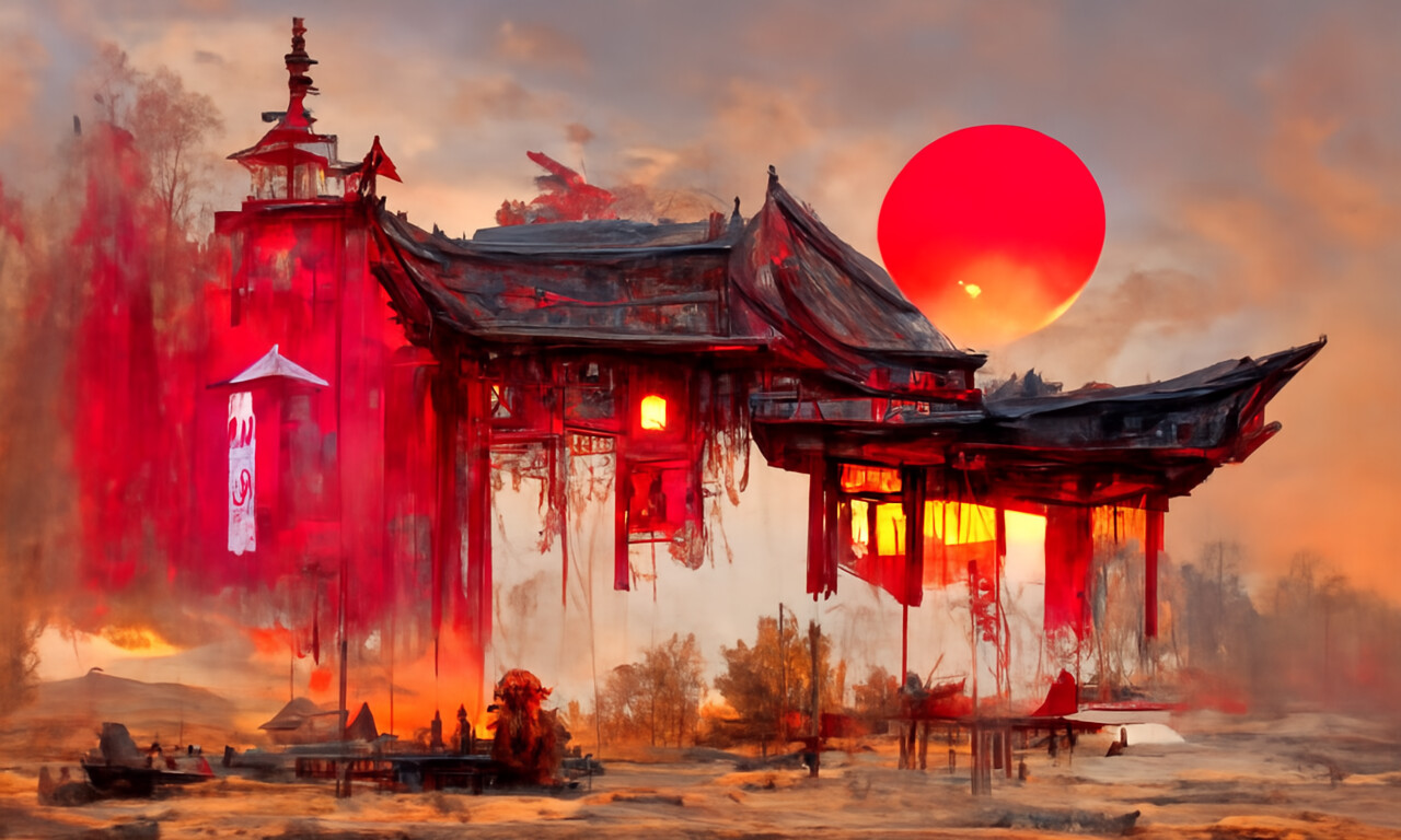ArtStation - temple sunset