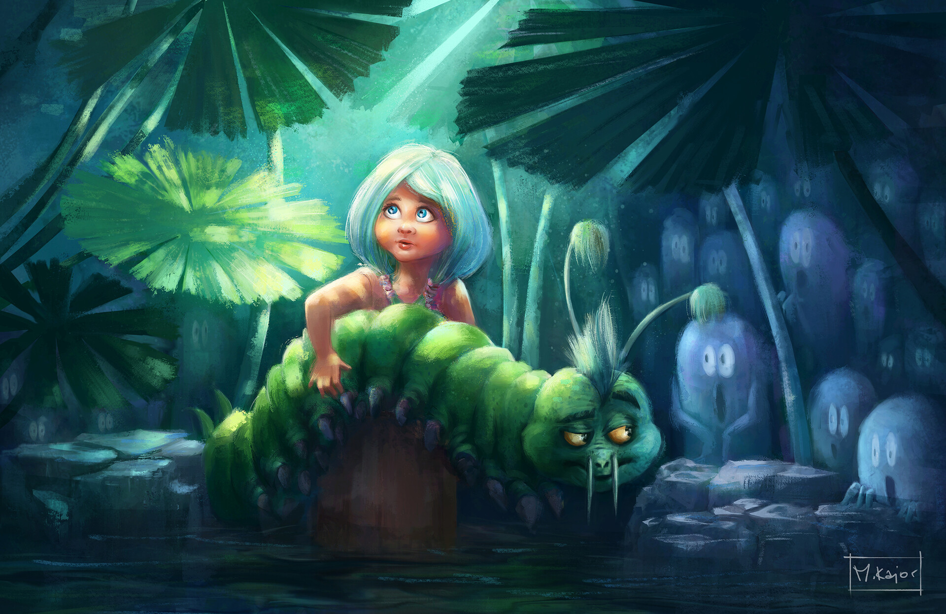 ArtStation - Girl with caterpillar