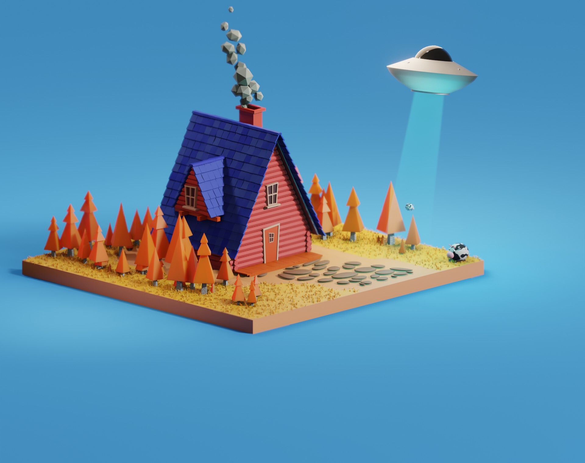 ArtStation - UFO attack (Low Poly) - Blender