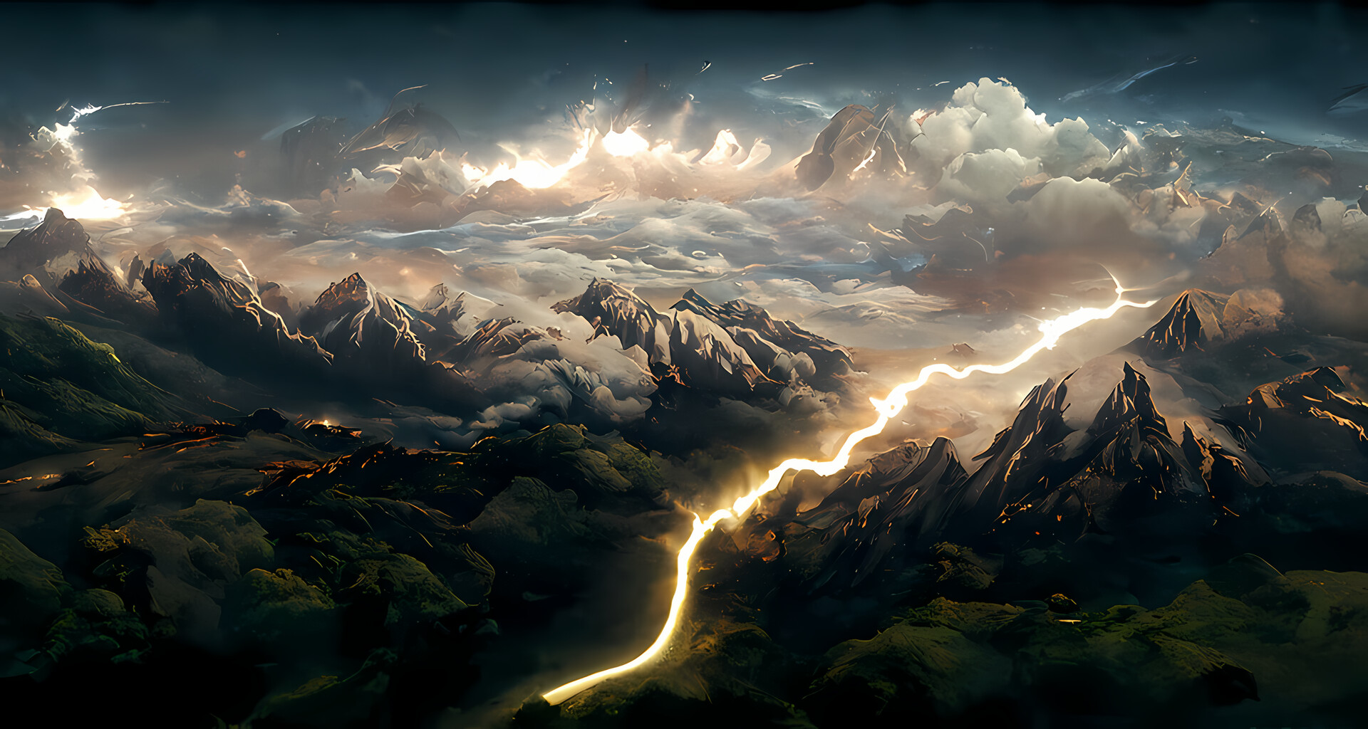 ArtStation - Rivers of lightning - Disco Diffusion fantasy concept art
