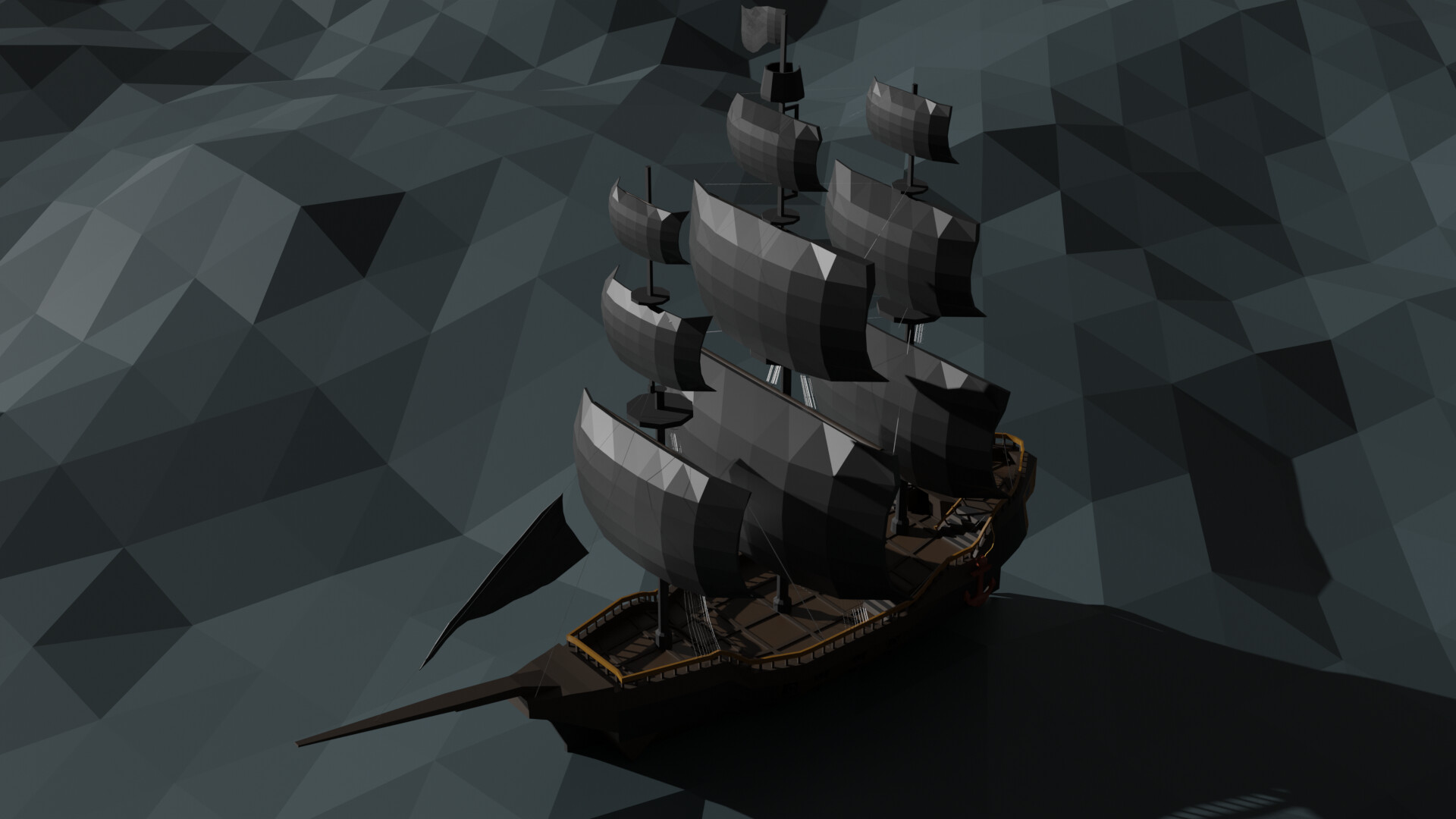 ArtStation - Low poly pirate ship