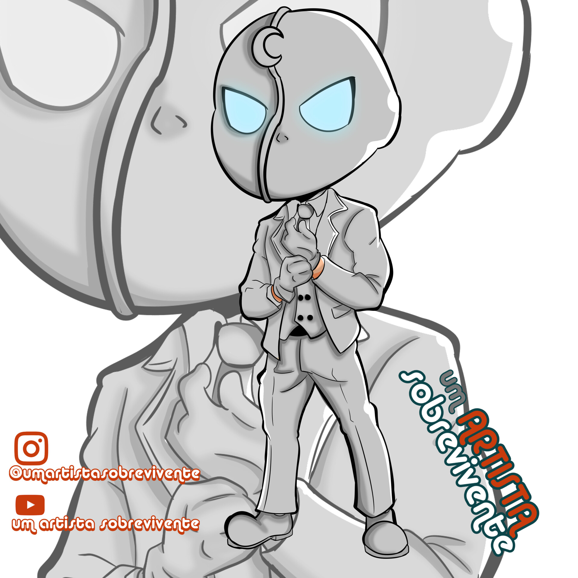 how to draw chibi moon knight