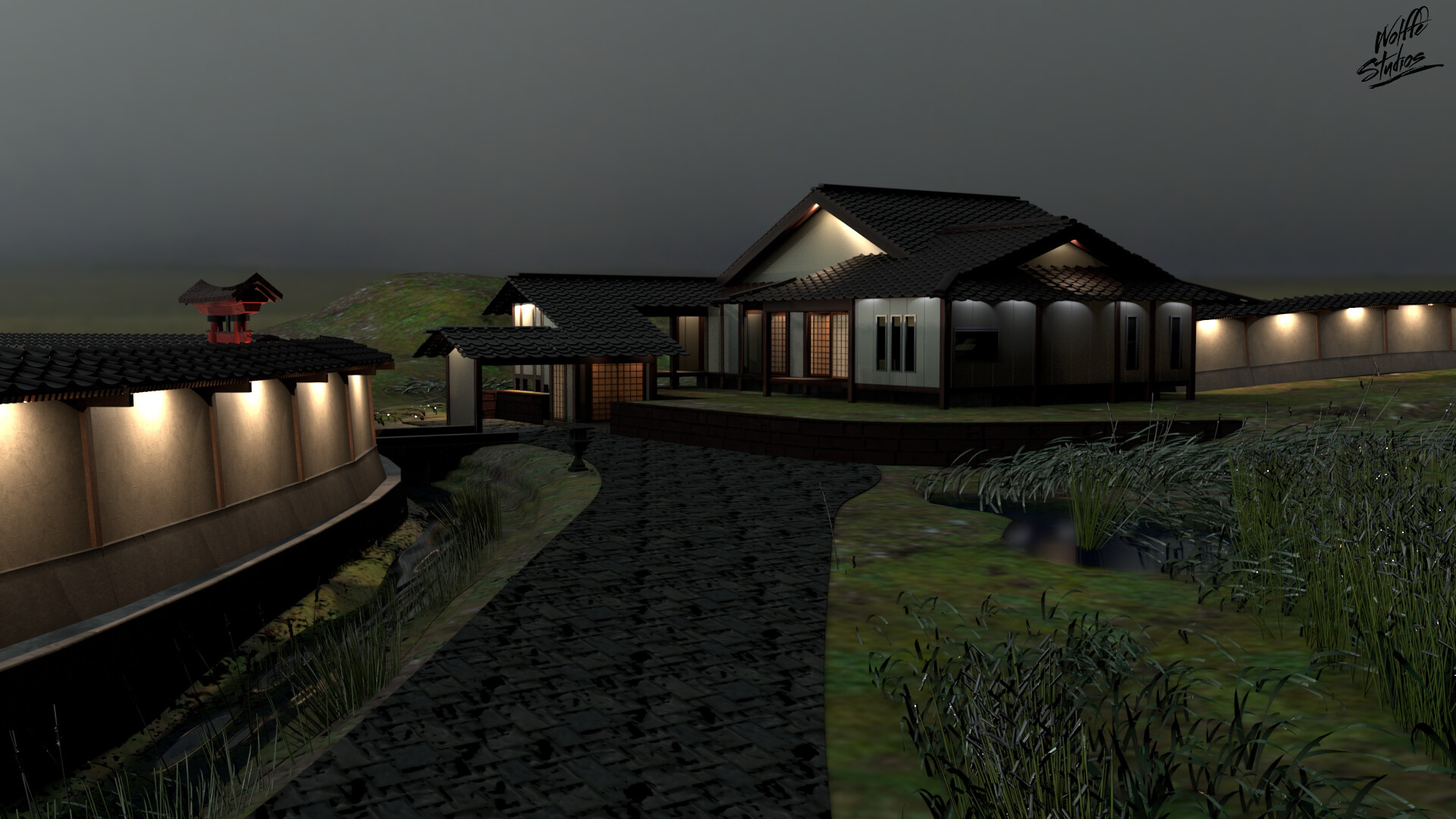 ArtStation - traditional Japanese-style one-story mansion