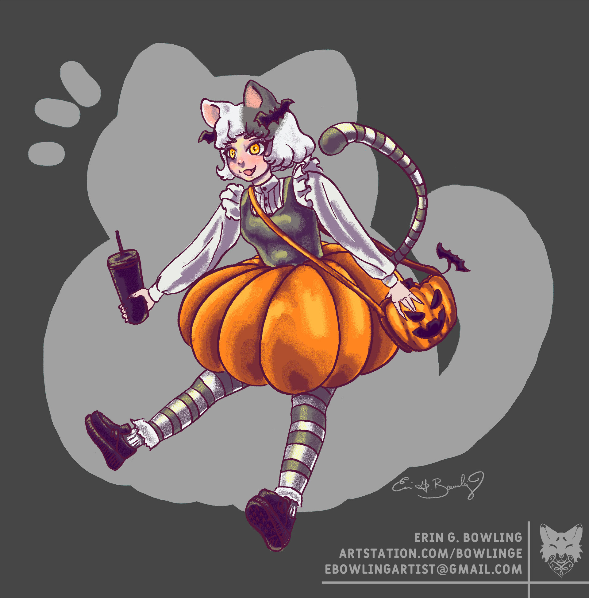ArtStation - Spoopy Starbucks Cat Girl