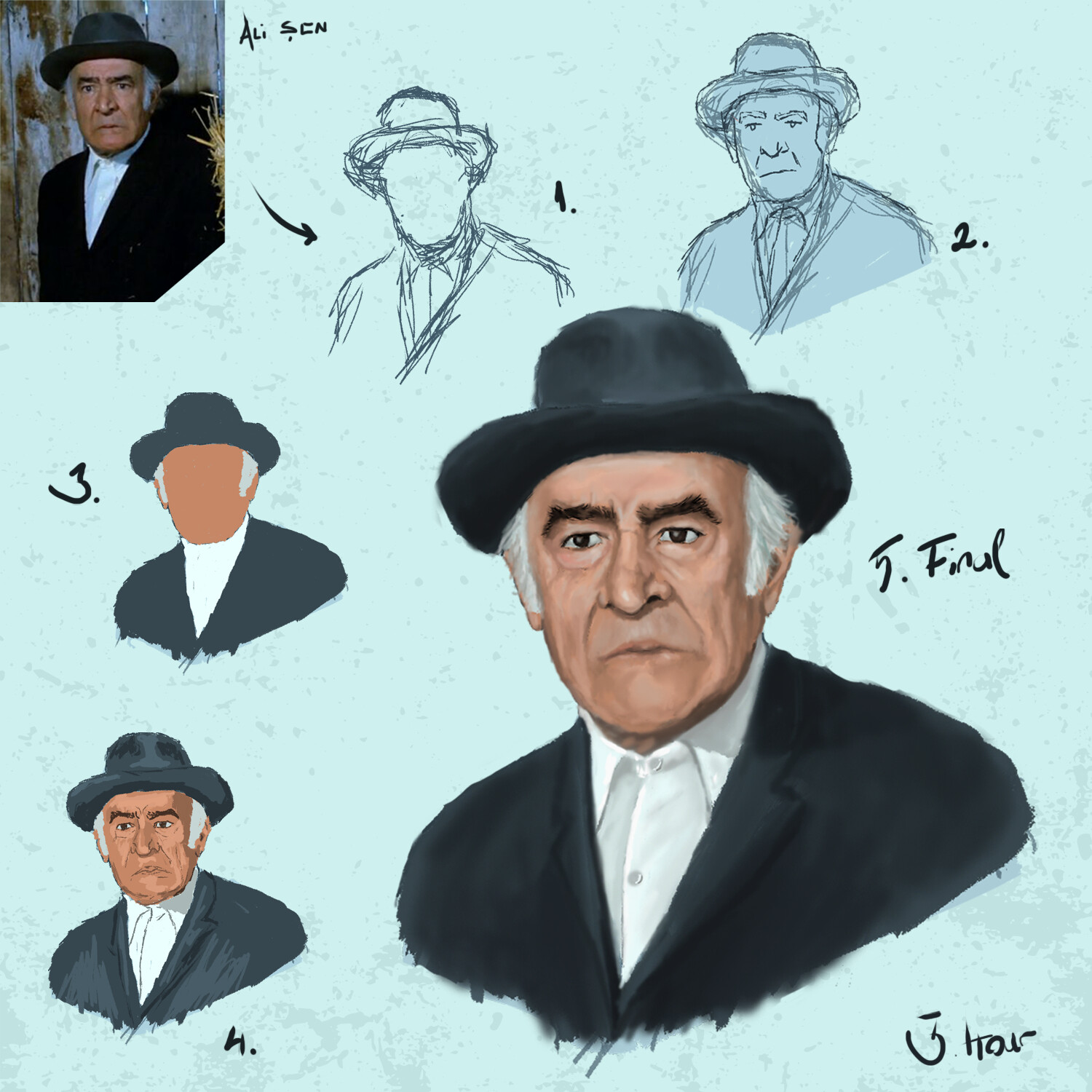 ArtStation - Ali Şen (Turkish Actor) - illustration Portrait