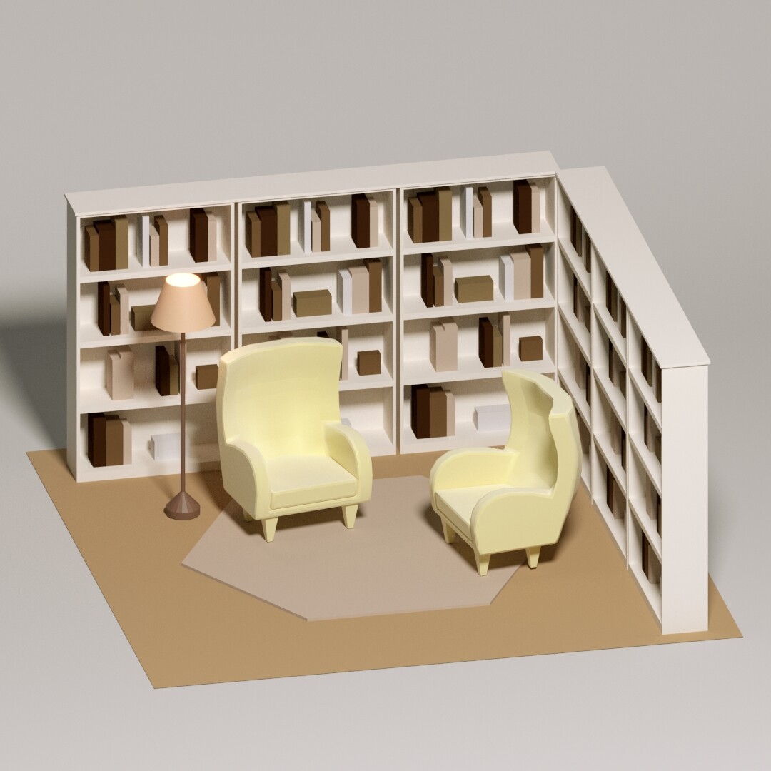 ArtStation - Library - low poly