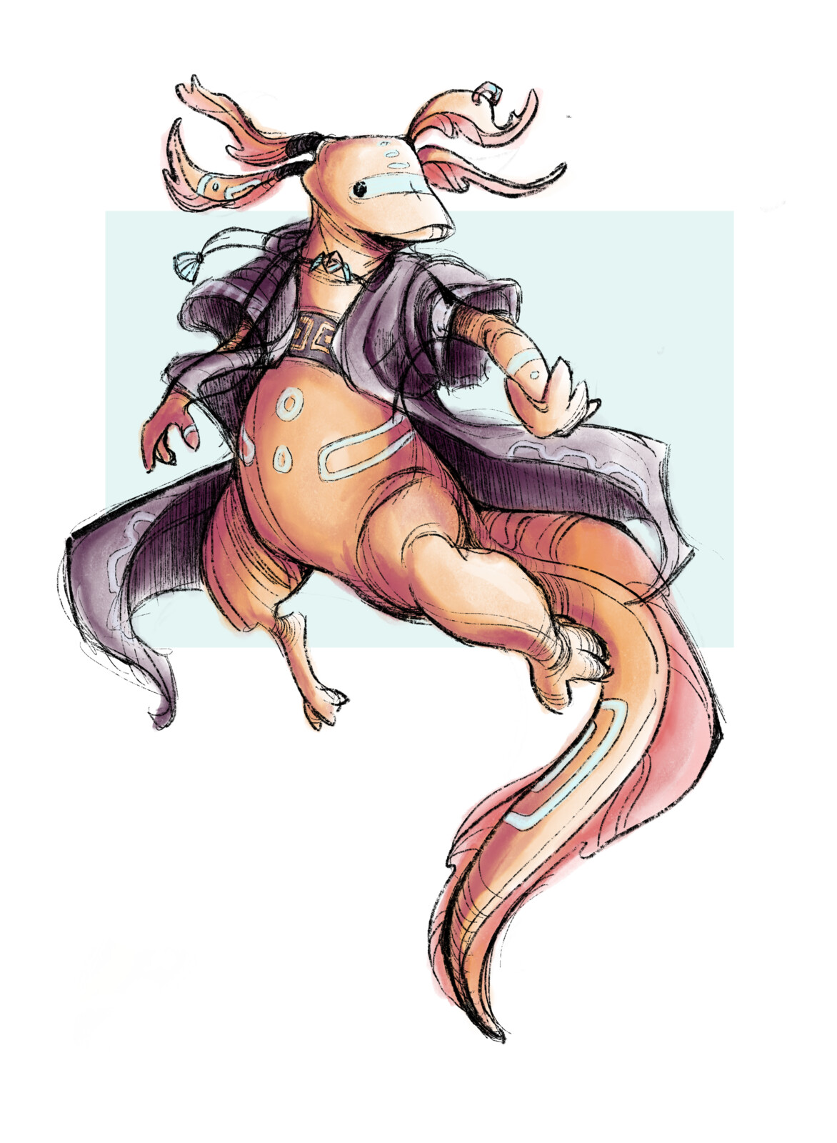 Leonie Kantratowicz - Axel Lotl, the axolotl. | colored