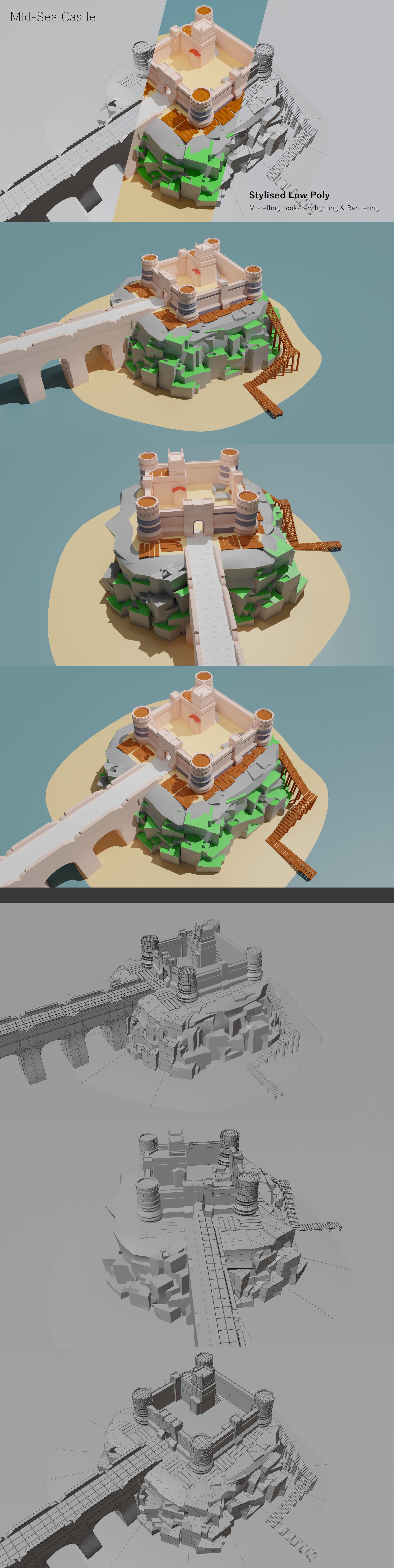 ArtStation - Mid-Sea Castle- Stylized Low Poly