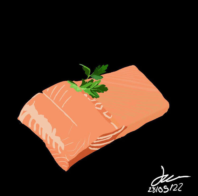 ArtStation - Grilled salmon illustration