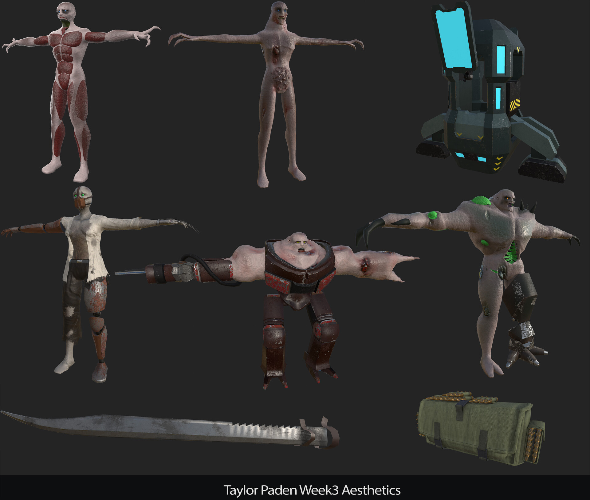 Taylor Paden - student collaboration project - 'Floor 2 Kill' game assets