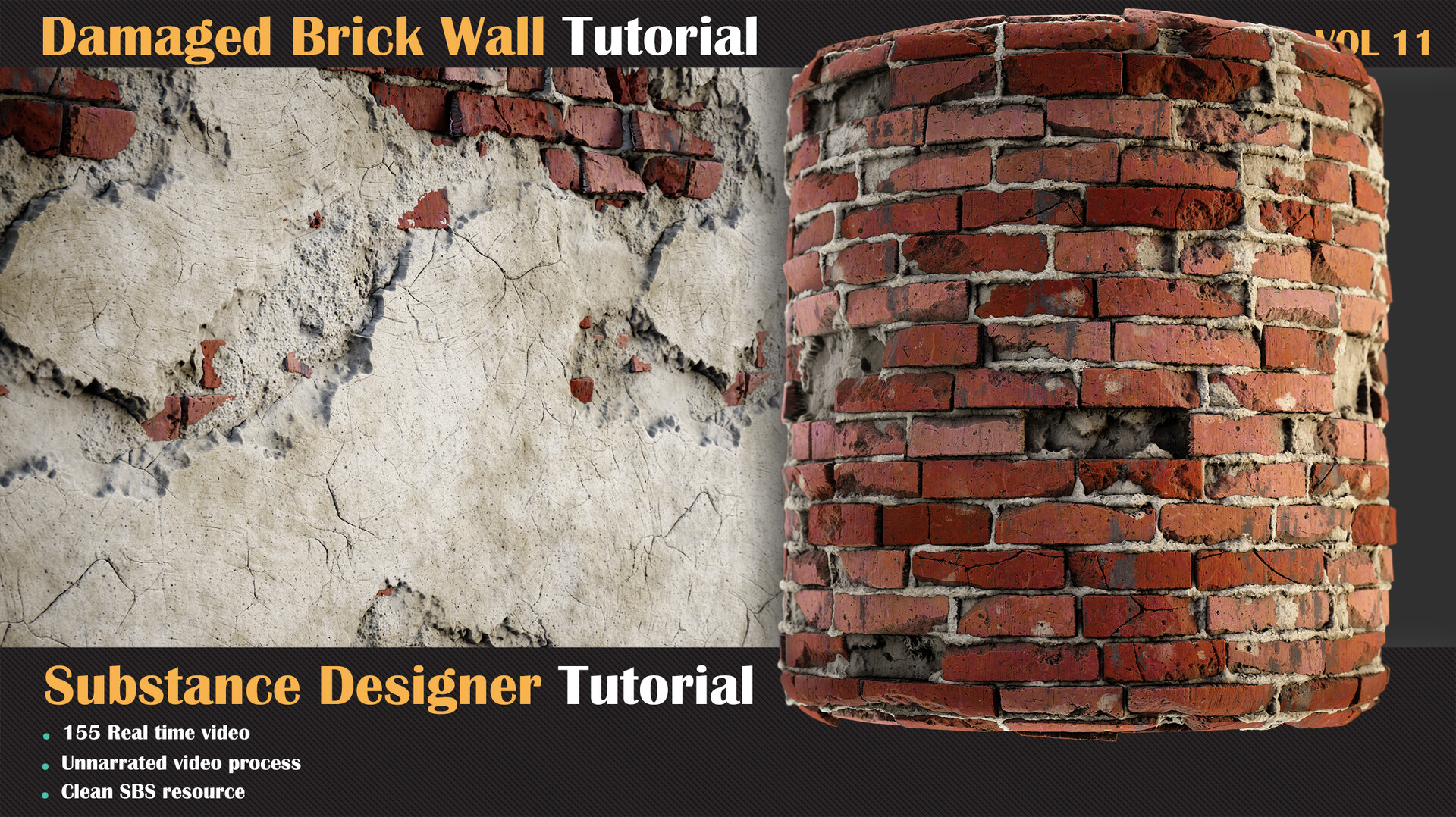 ArtStation - Damaged Brick Wall Tutorial - VOL 11