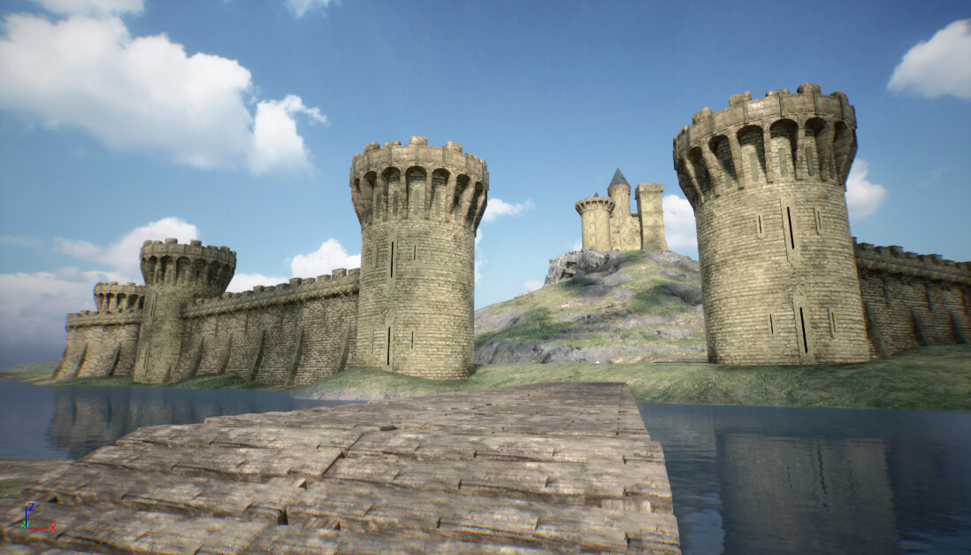 Medieval Village With Castle