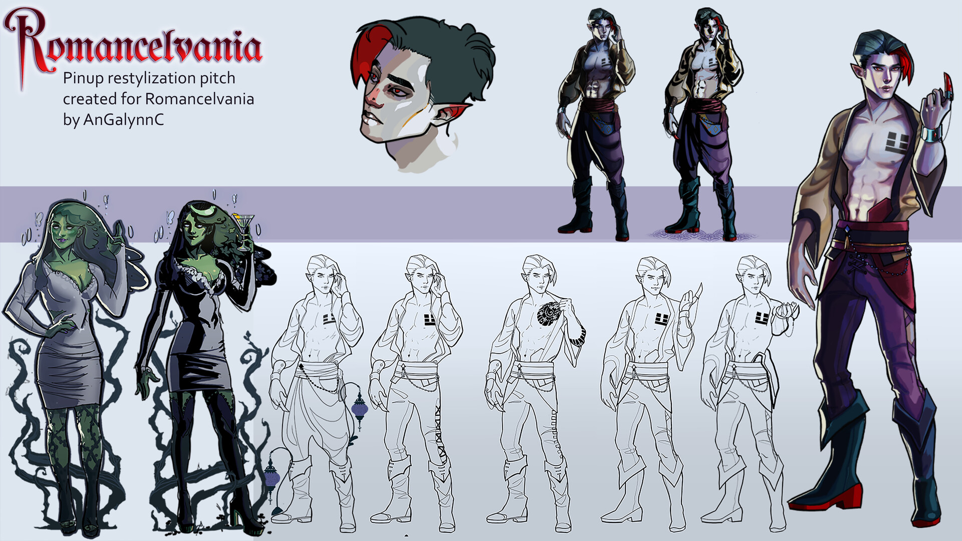 ArtStation - Romancelvania- Pinup portrait pitch Sol