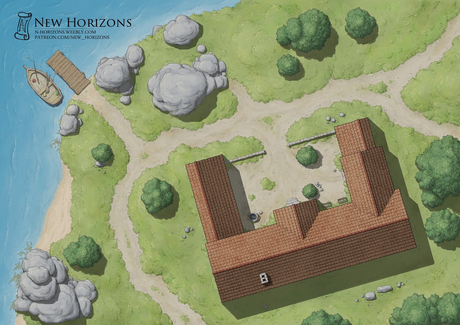 ArtStation - Adventure map (April 2022) - A house by the lake