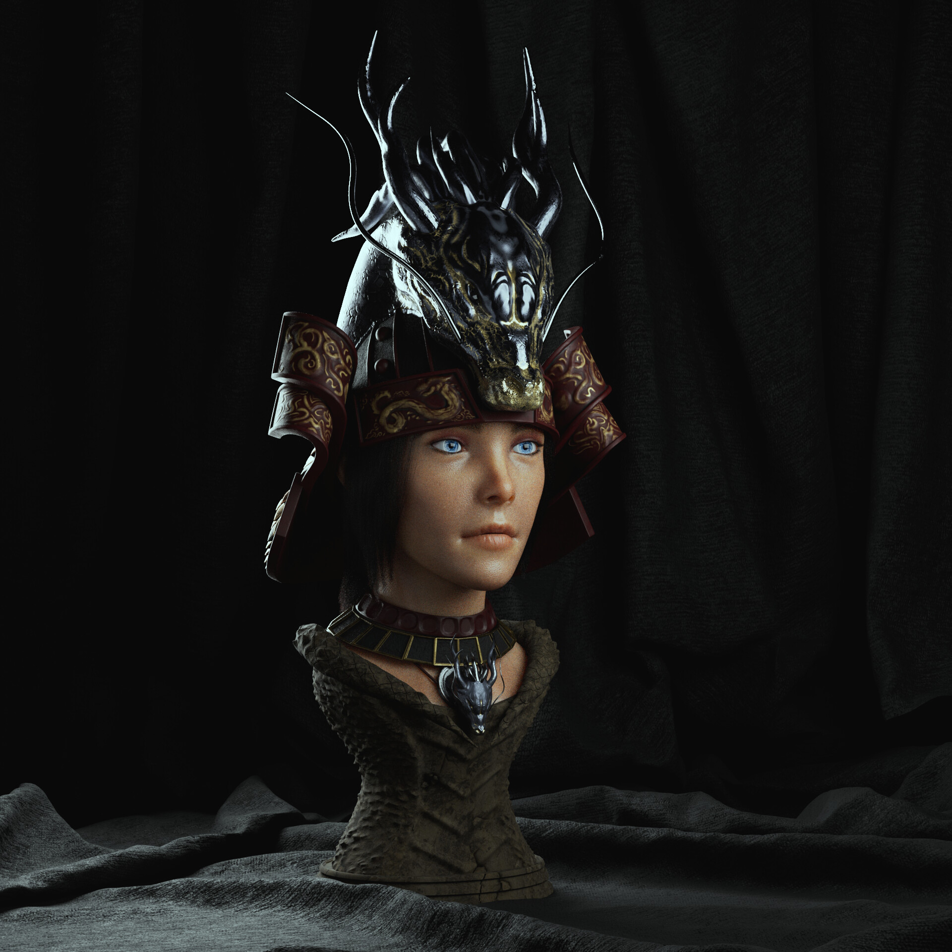 ArtStation - Samurai Dragon Bust