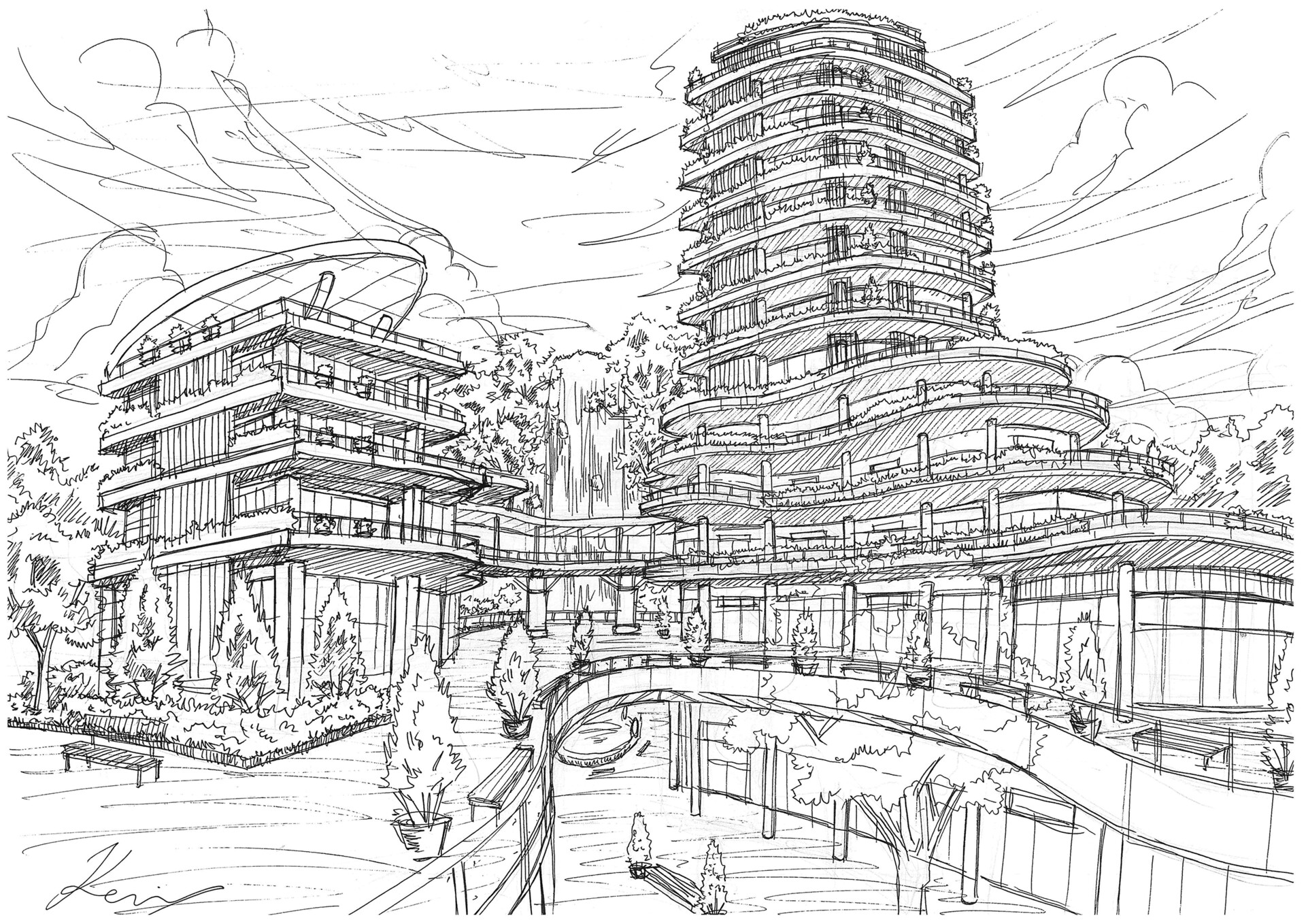 ArtStation - Waterfall Hotel Design