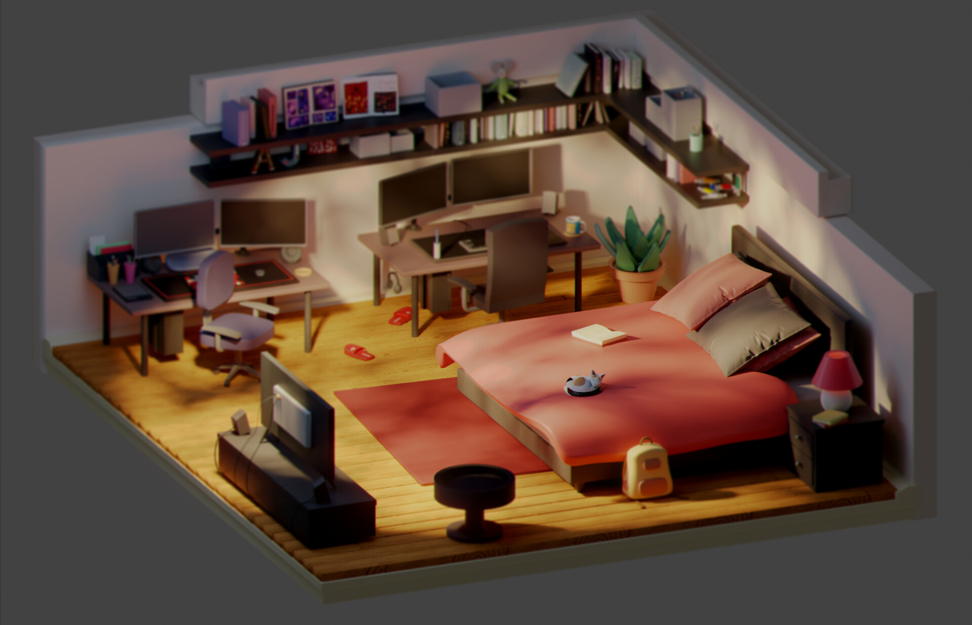 ArtStation - Isometric Bedroom - V2