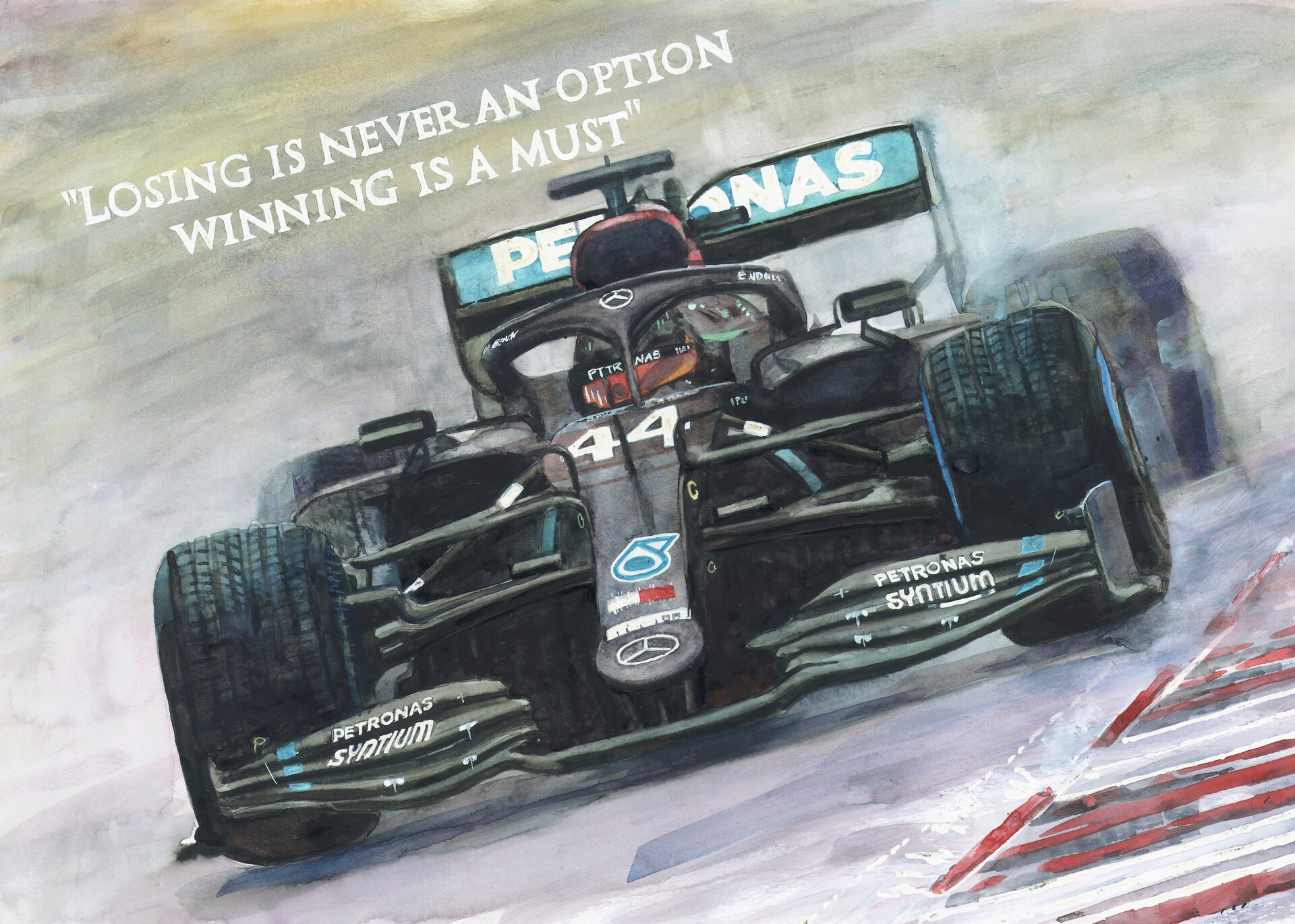 ArtStation - Lewis Hamilton F1 - water colour painting