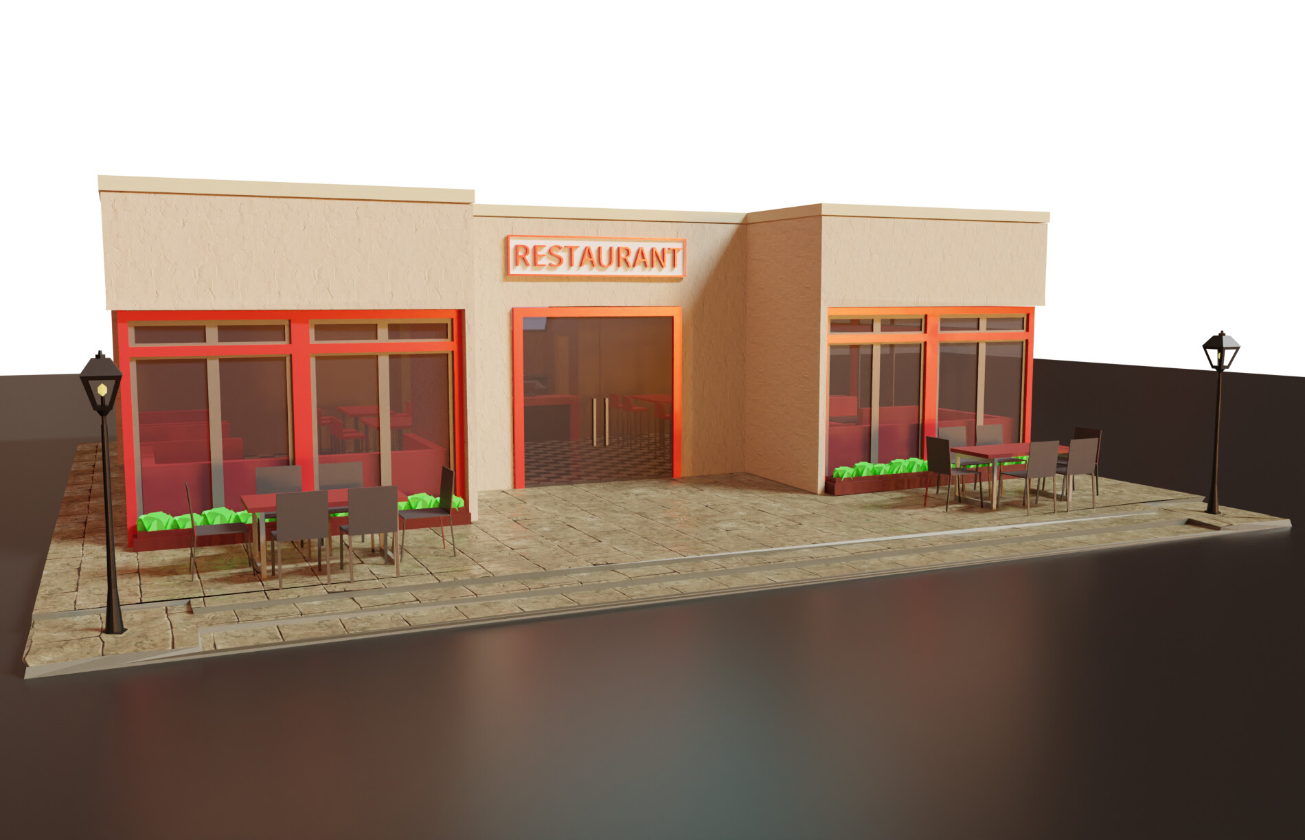 ArtStation - Restaurant Low Poly